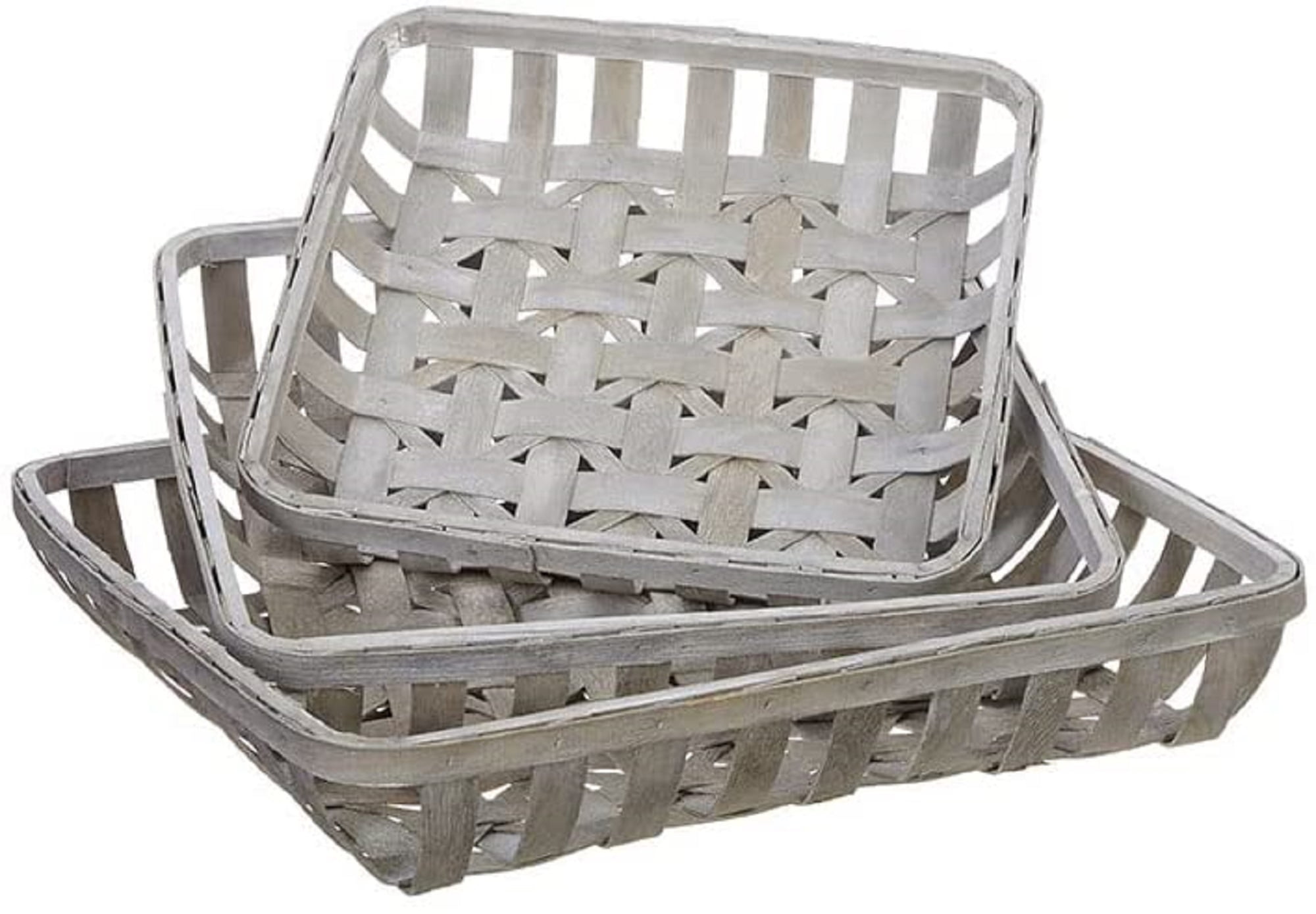 Firstofakind Tobacco Basket - Set of 3 Large Decorative Round Tabletop ...
