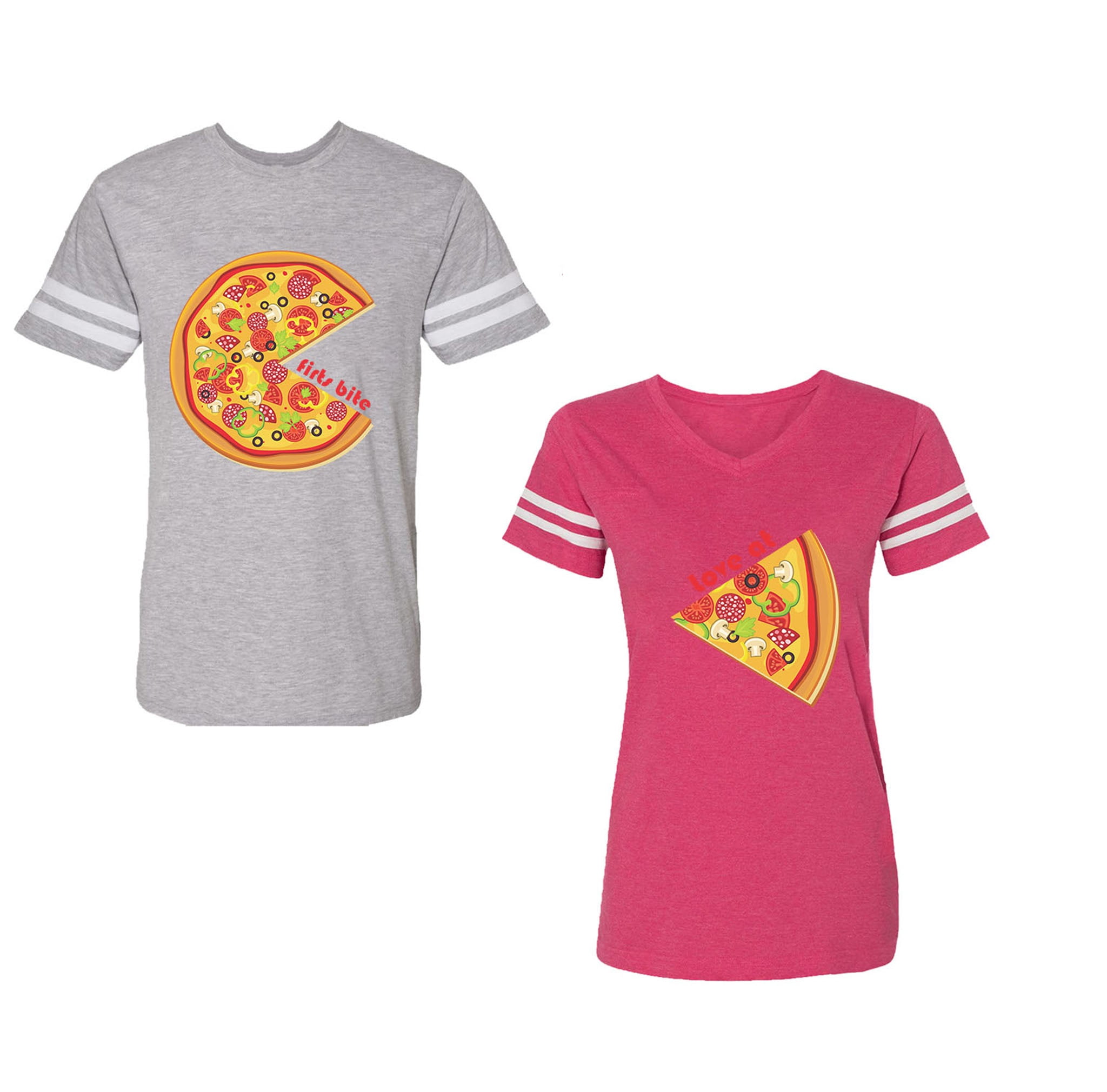 Firts Bite Love at Unisex Couple Matching Cotton Jersey style T-Shirt ...