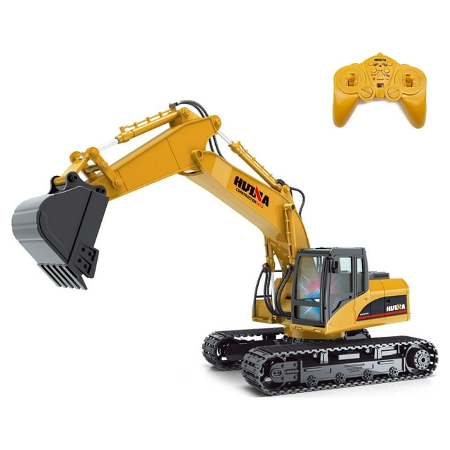 Fisca 1/14 RC Excavator Toy with Light & Sound, Yellow Construction ...