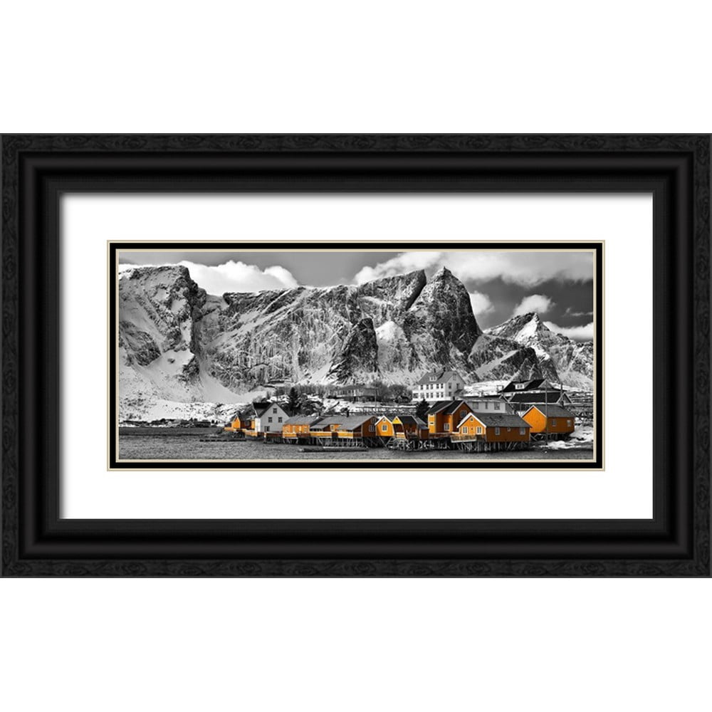Fischer, Rolf 32x16 Black Ornate Wood Framed with Double Matting Museum ...