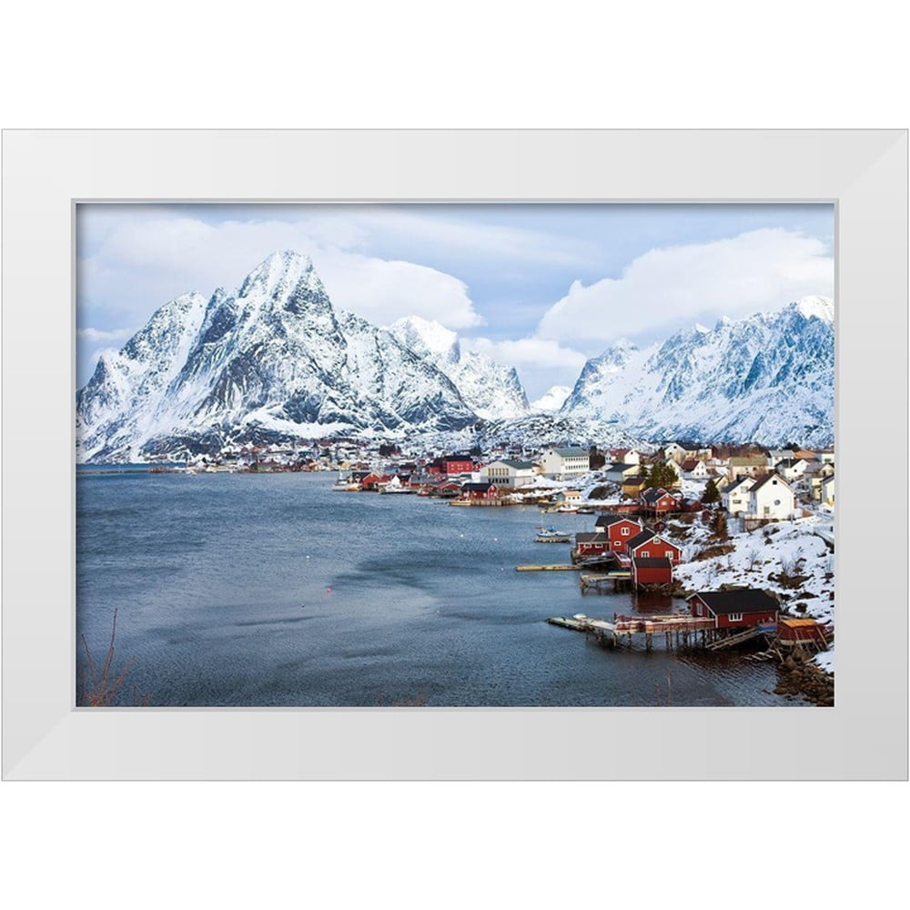 Fischer, Rolf 32x23 White Modern Wood Framed Museum Art Print Titled - Reine Lofoten im Winter ...