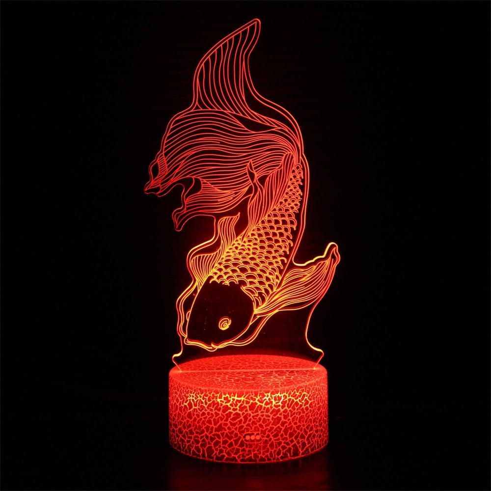 Fish 3d Illusion Lamp Led Night Light 7 Colors Changing USB Table Lamp ...