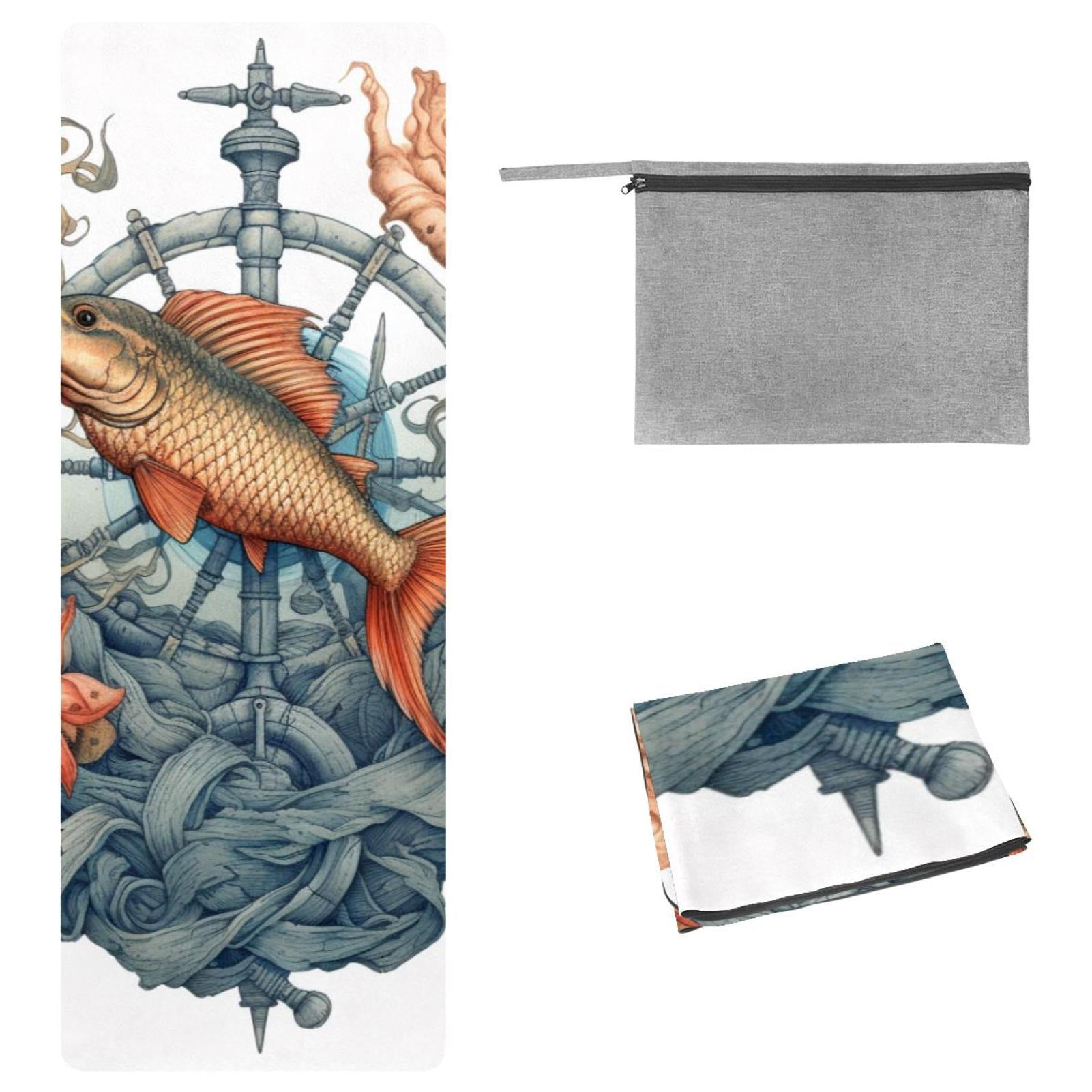 Fish 72.8"x26.8" Gym Towel with Features and Storage Bag – Yoga ...