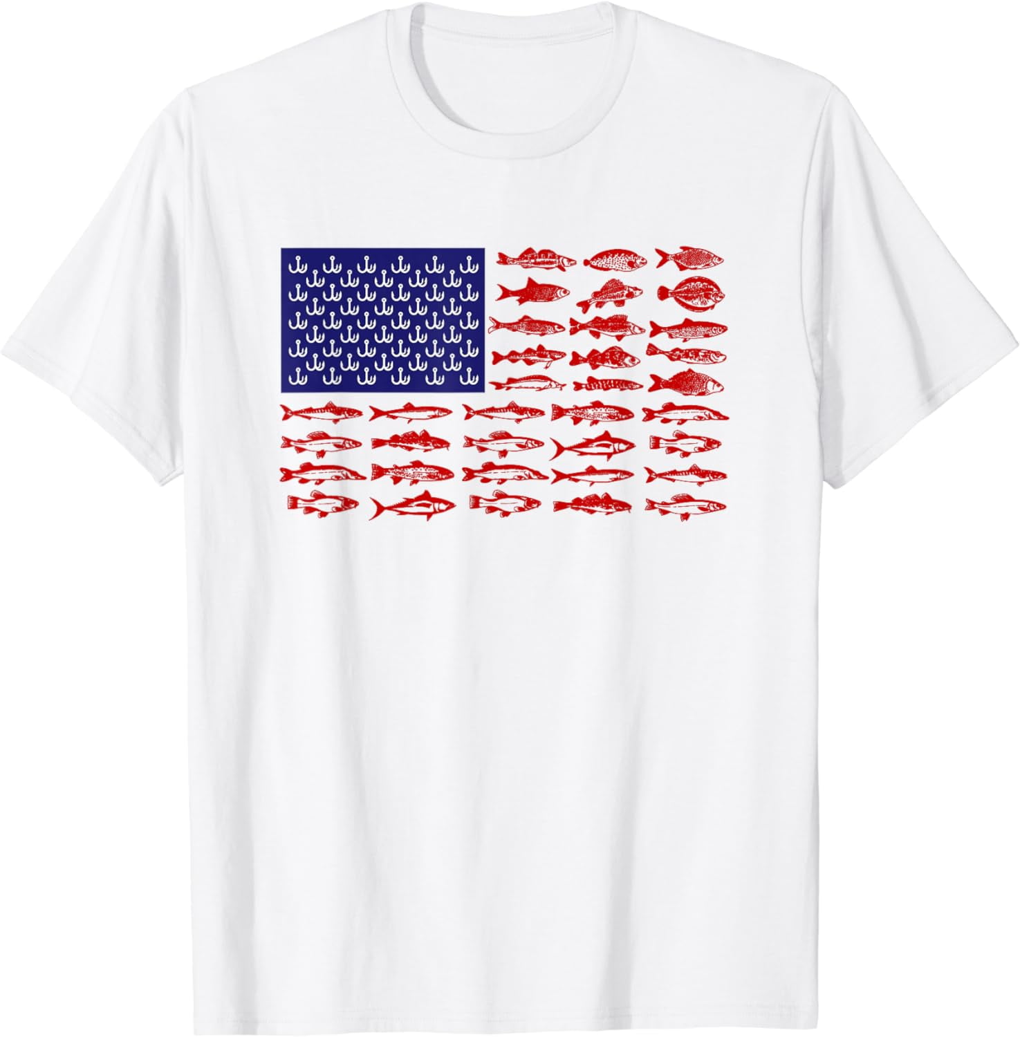 Fish American flag Patriotic Fishing 4th of July T-Shirt - Walmart.com