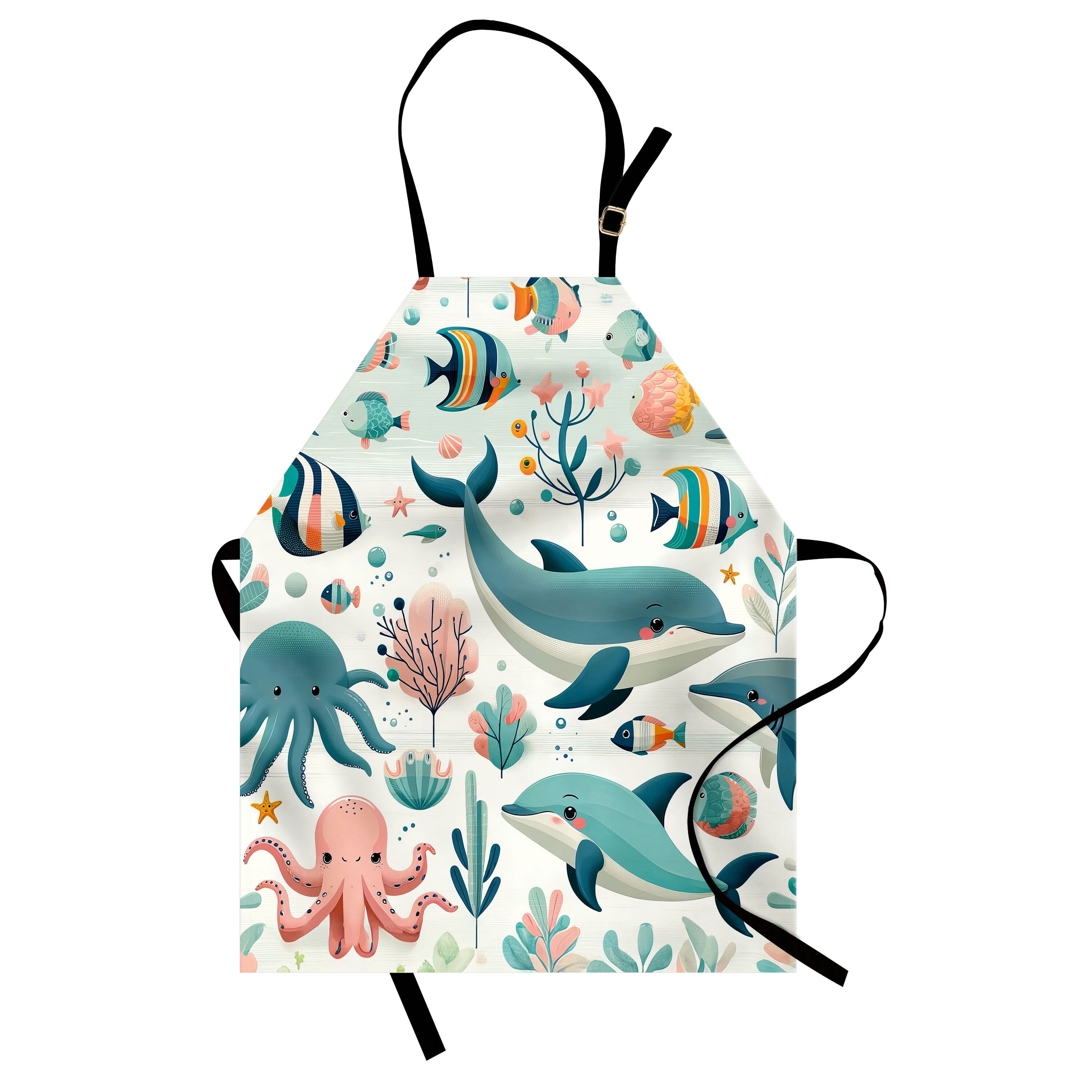 Fish Apron, Underwater Friends in Pastel Colors Marine Life Cartoon ...