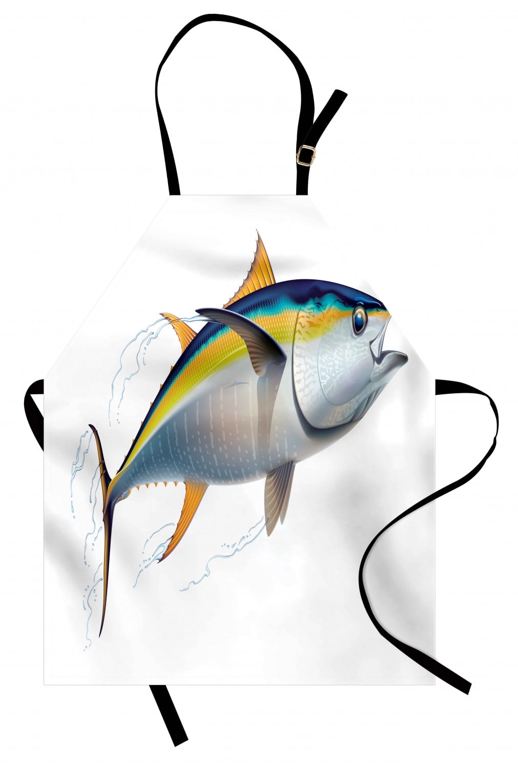 Fish Apron, Yellowfin Tuna Realistically Illustrated Shadows and Water ...