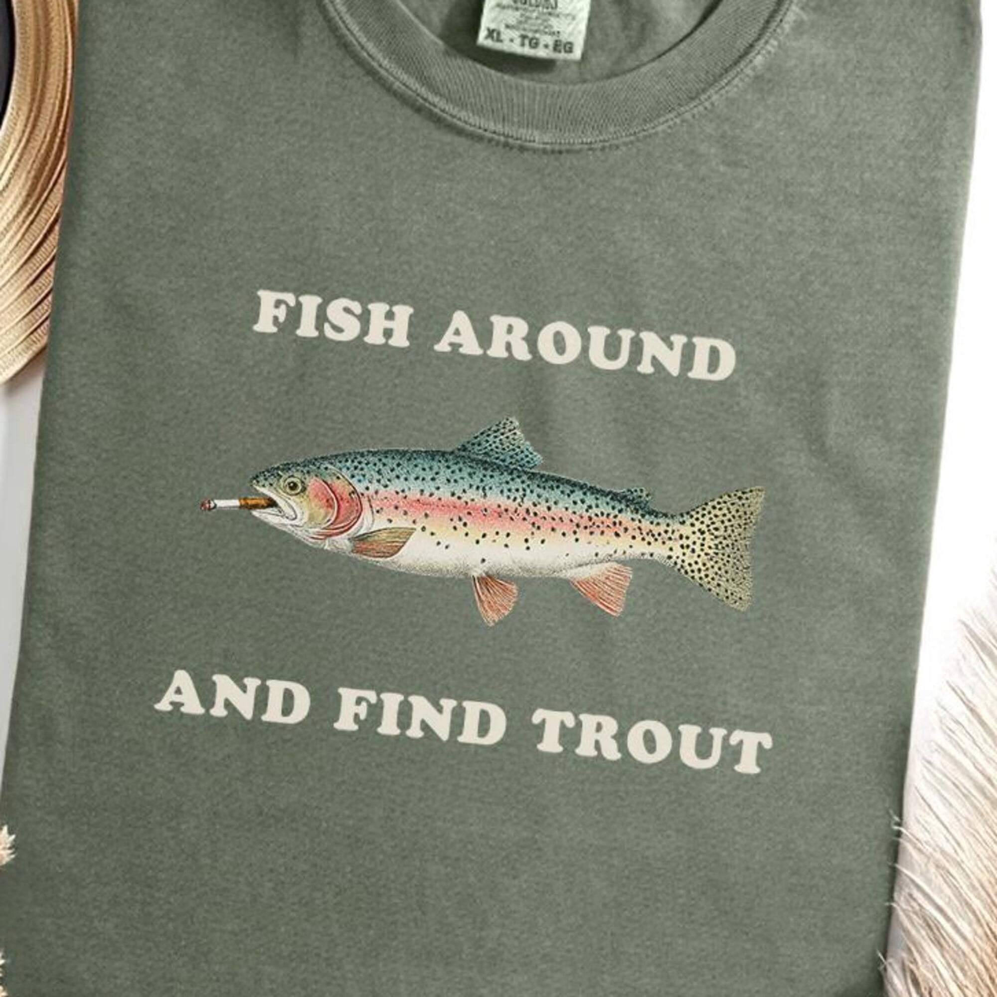 Fish Around and Find Trout Shirt Tshirt Tshirt Fishing Meme Punny Pun ...