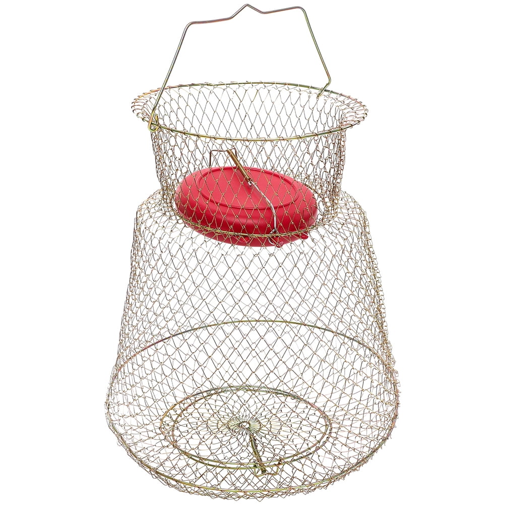 Fish Basket,Collapsible Fshing Net Cage Steel Round Portable Fish ...