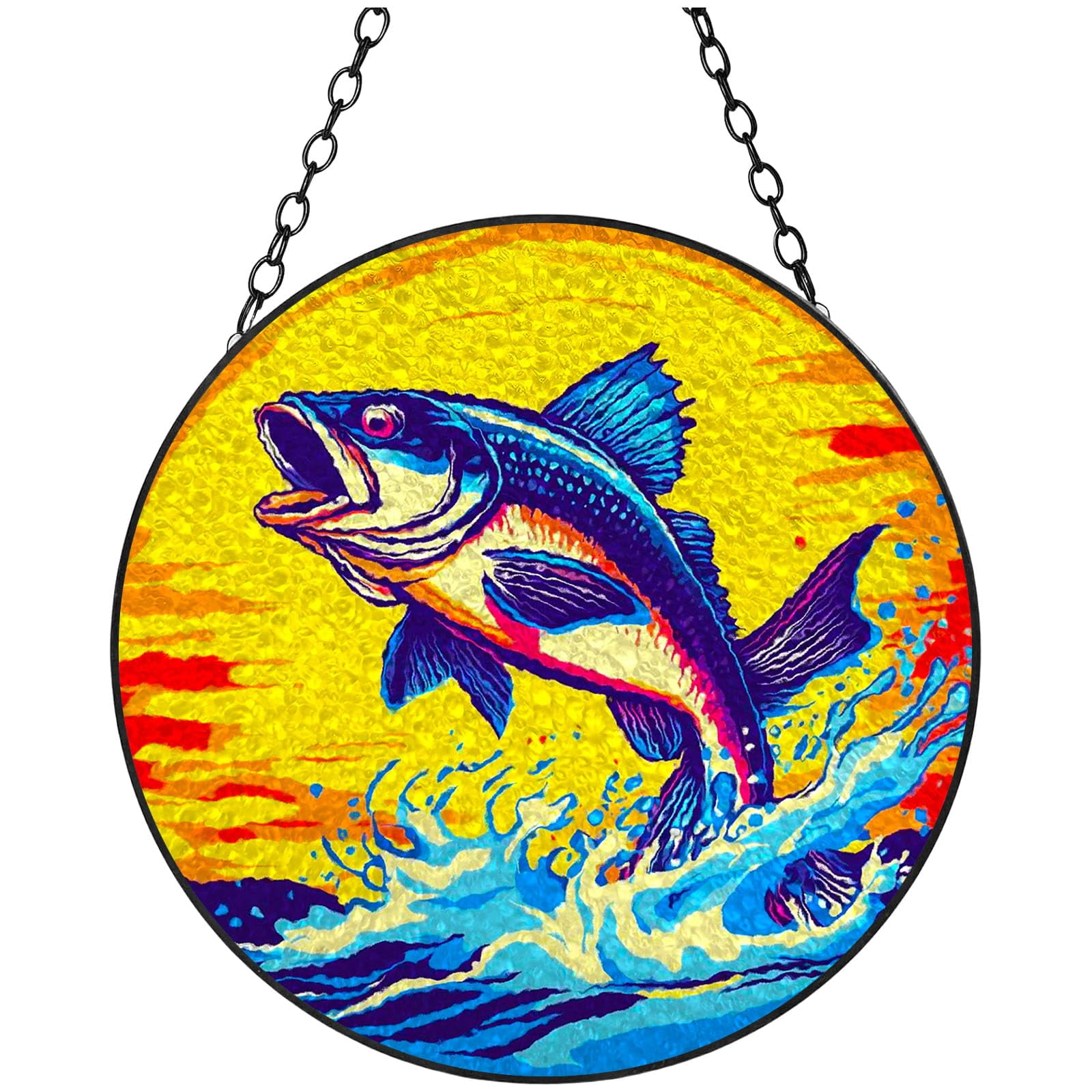 Fish Bass Out from Water Stained Glass Suncatcher Handmade Window ...