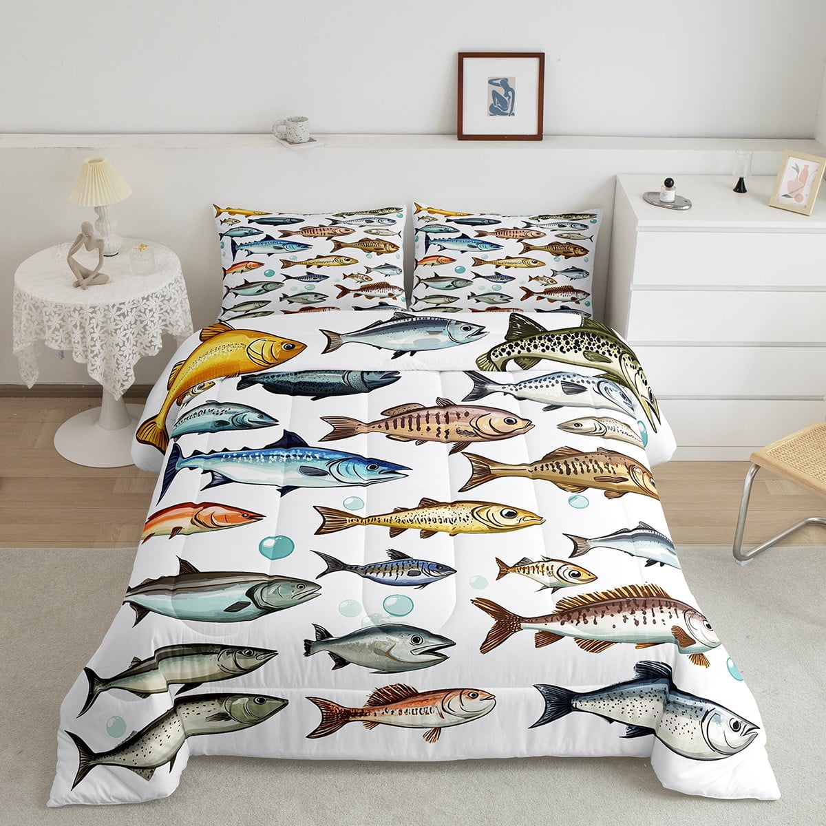 Fish Bedding Sets King Size Fishing And Hunting Themed Comforter Set ...