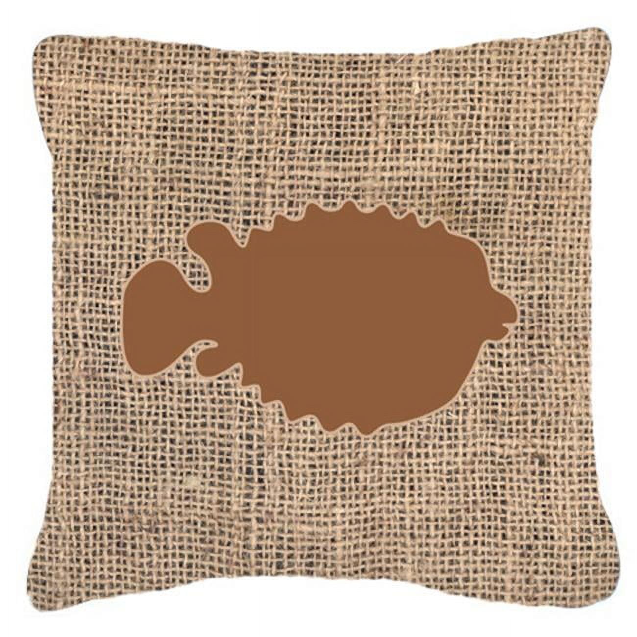 Fish - Blowfish Burlap and Brown Indoor & Outdoor Fabric Decorative ...