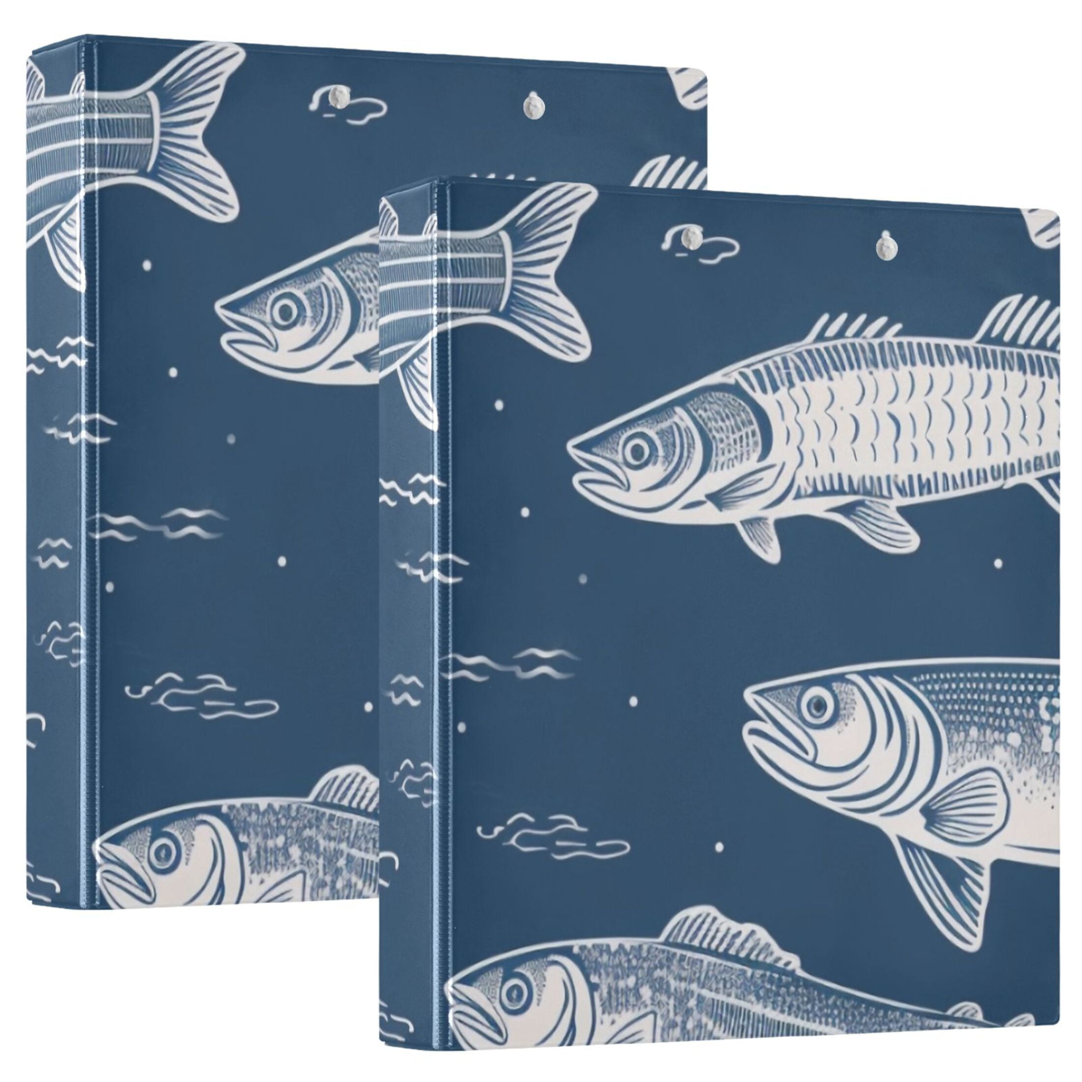 Fish Blue 3 Ring Binders 1.5 inch Hardcover File Folders with Interior ...