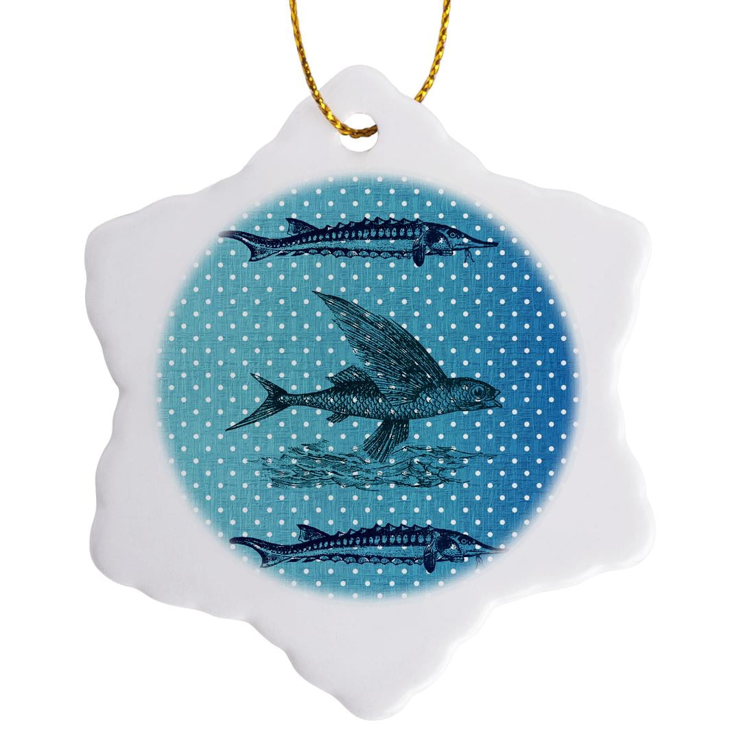 3drose, Fish Blue and White Polka Dots Beach Theme Art, 3 inch ...