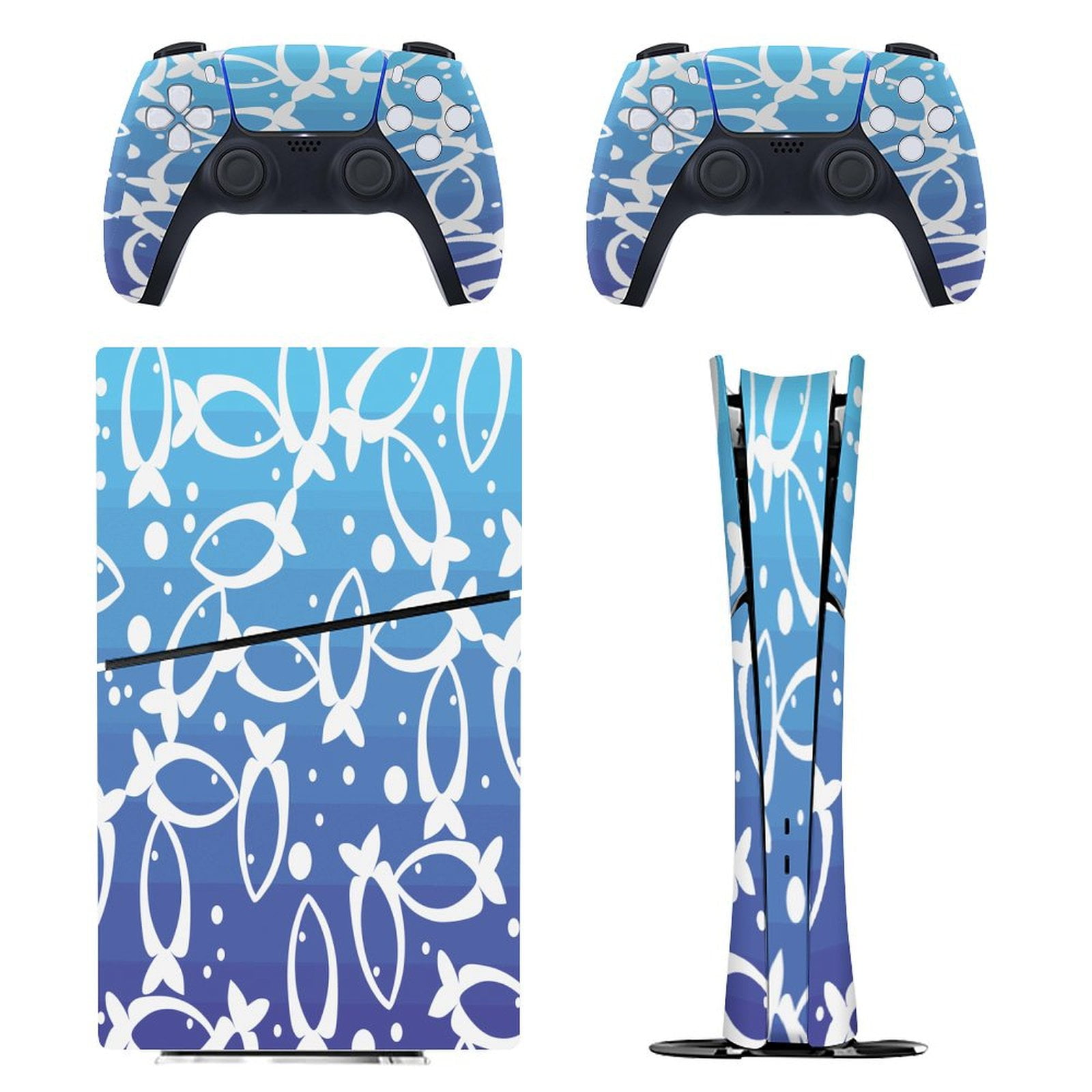 Fish, Blue, Gradient PS5/PS5 Slim Digital Disc Skin Sticker For Console ...