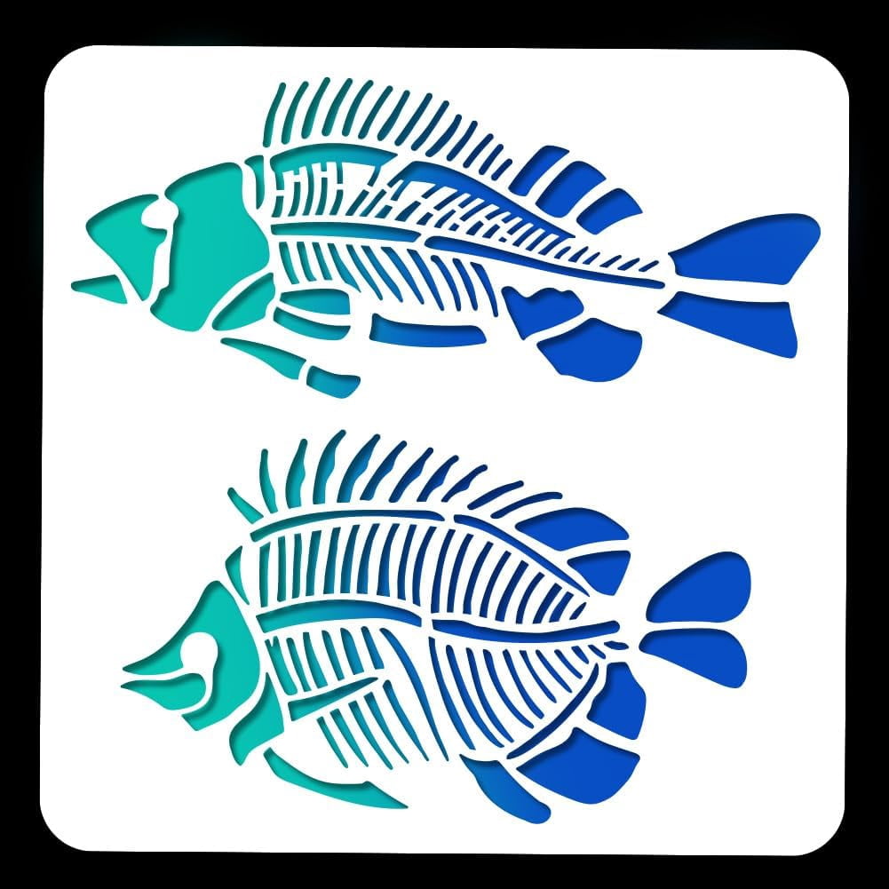 Fish Bone Painting Stencil Aquatic Animal Pattern Wall Templates Art ...