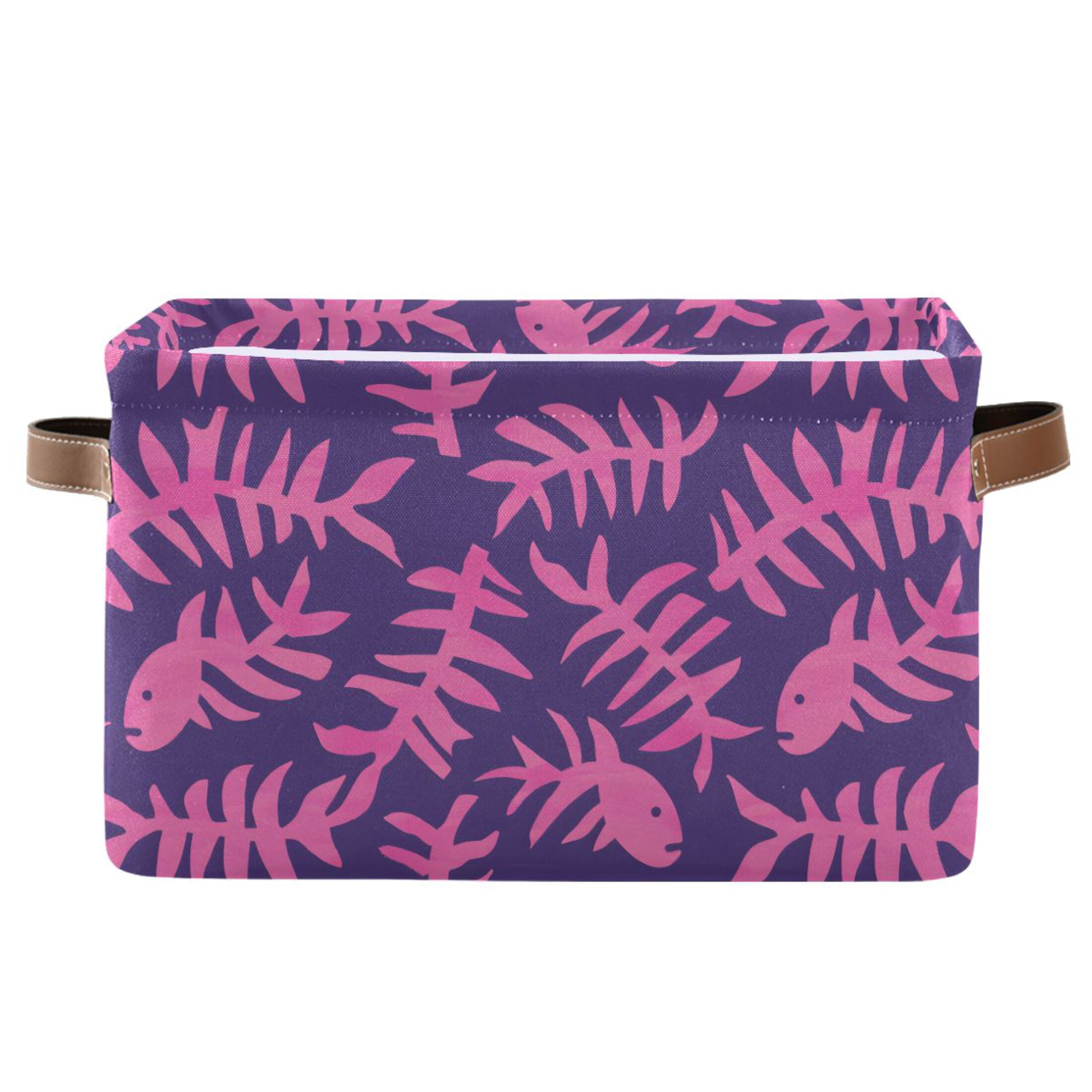 Fish Bone Storage Bins with Handle Fabric Organizer Basket Foldable Box ...