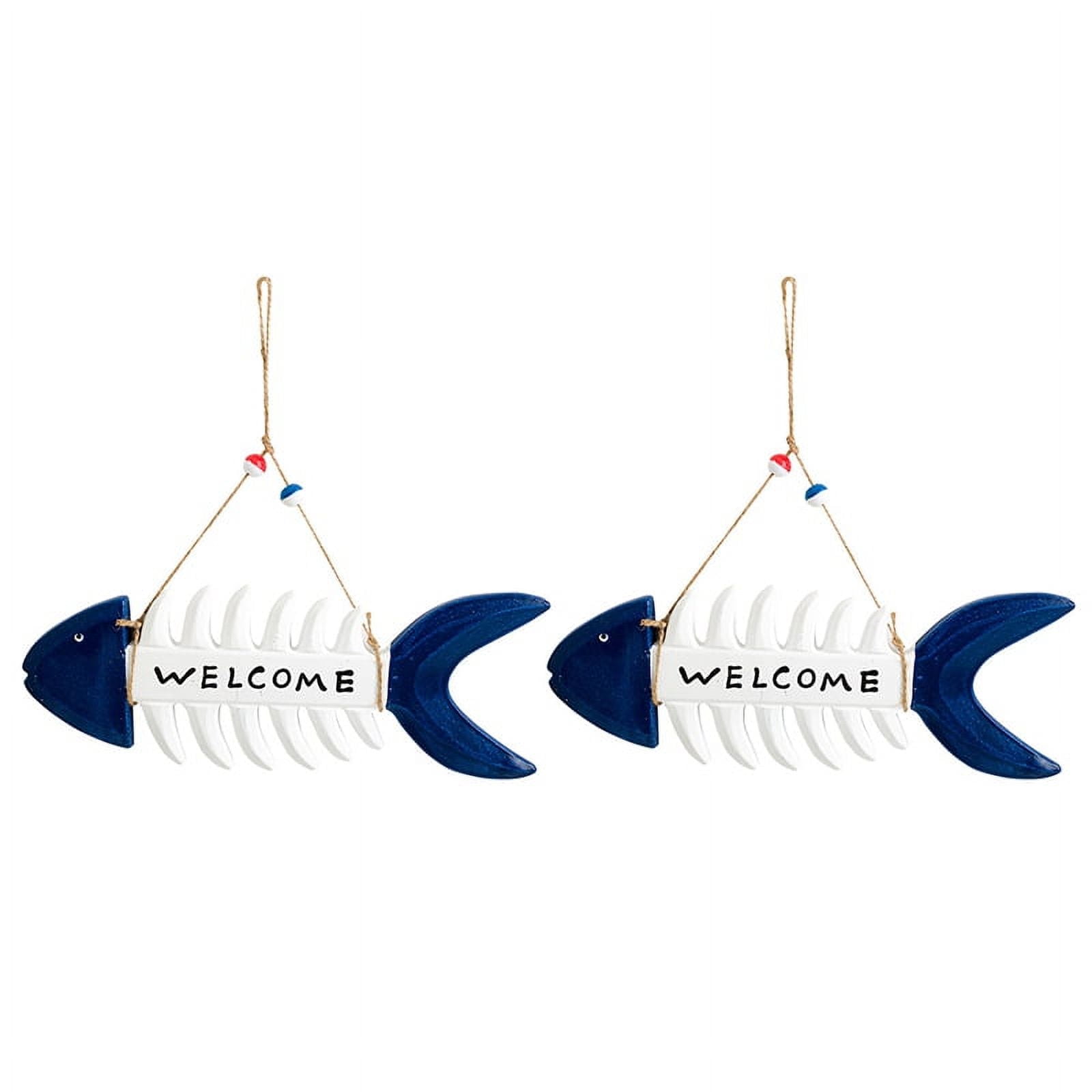 Fish Bone Welcome Sign Fish Wall Decor Mediterranean Beach-Themed ...