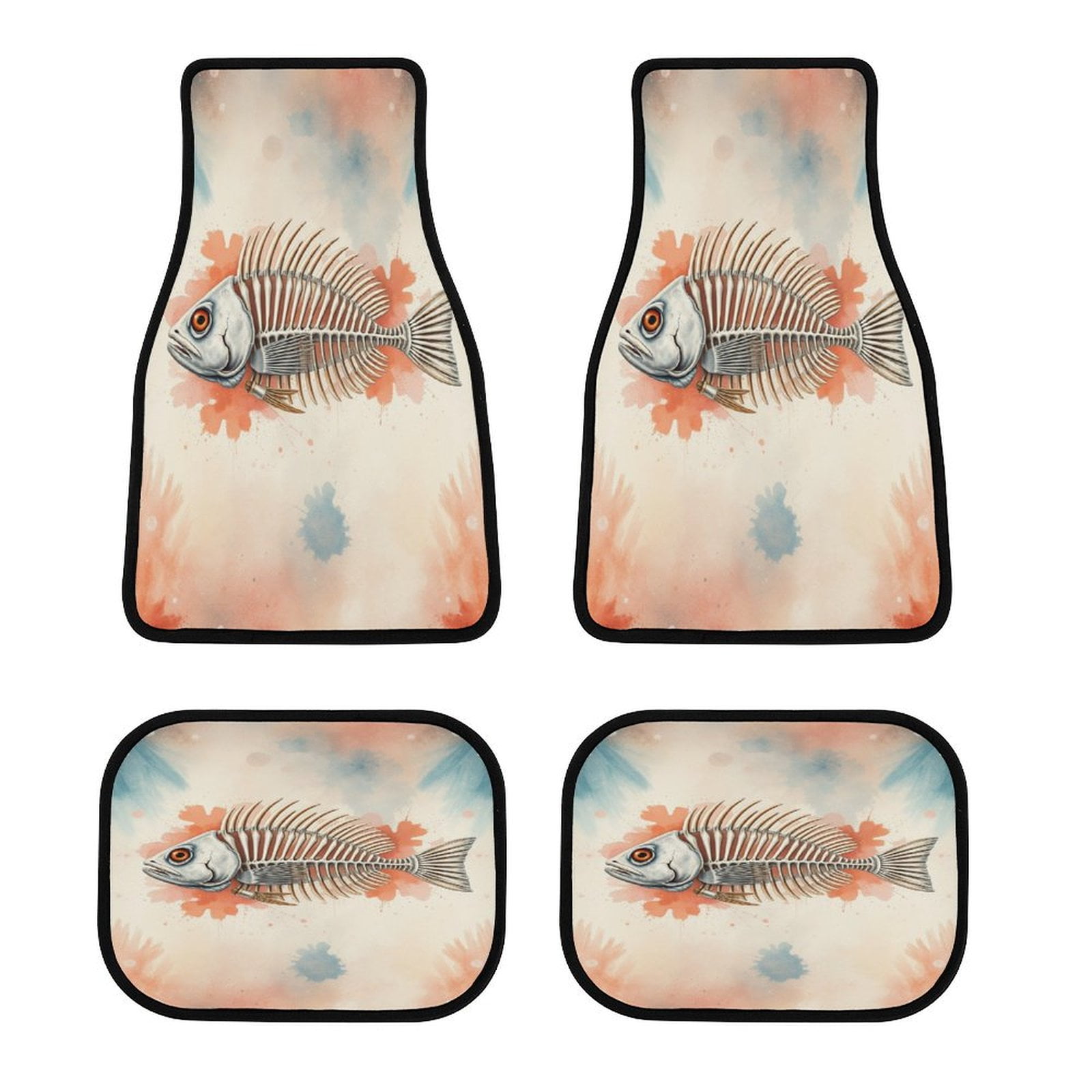 Fish Bones Skeleton Fossils Car Floor Mats 4 Pieces Car Floor Mats Full ...