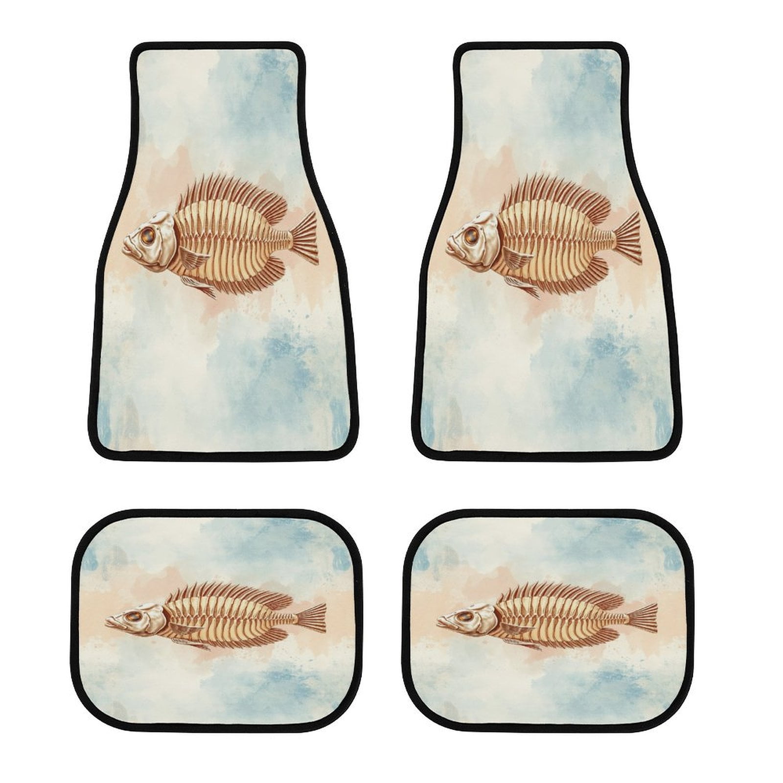 Fish Bones Skeleton Fossils Car Floormat Heavy Duty Front Rear Floor ...