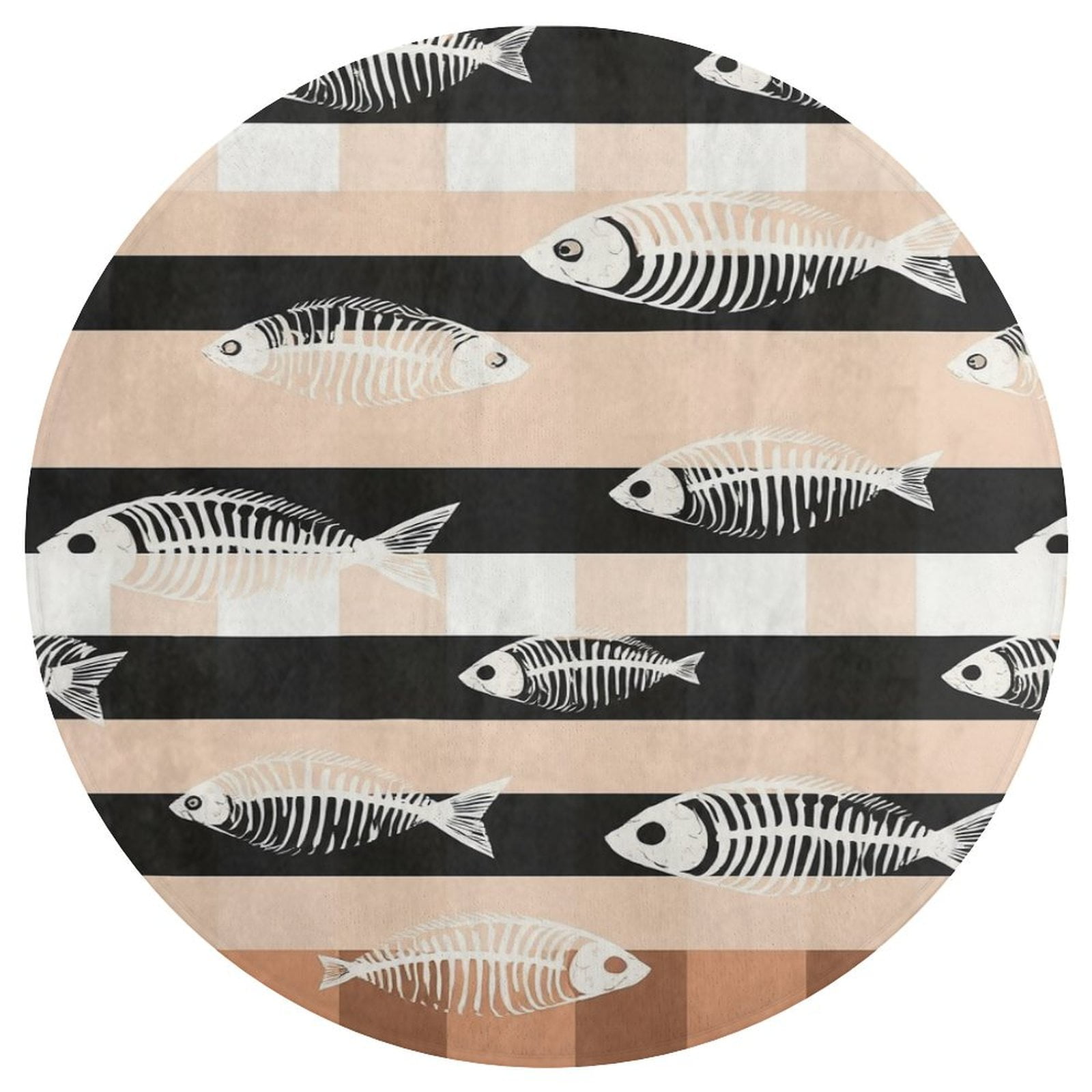 Fish Bones Skeleton Fossils Circular Carpet Floor Mat Living Room Sofa ...
