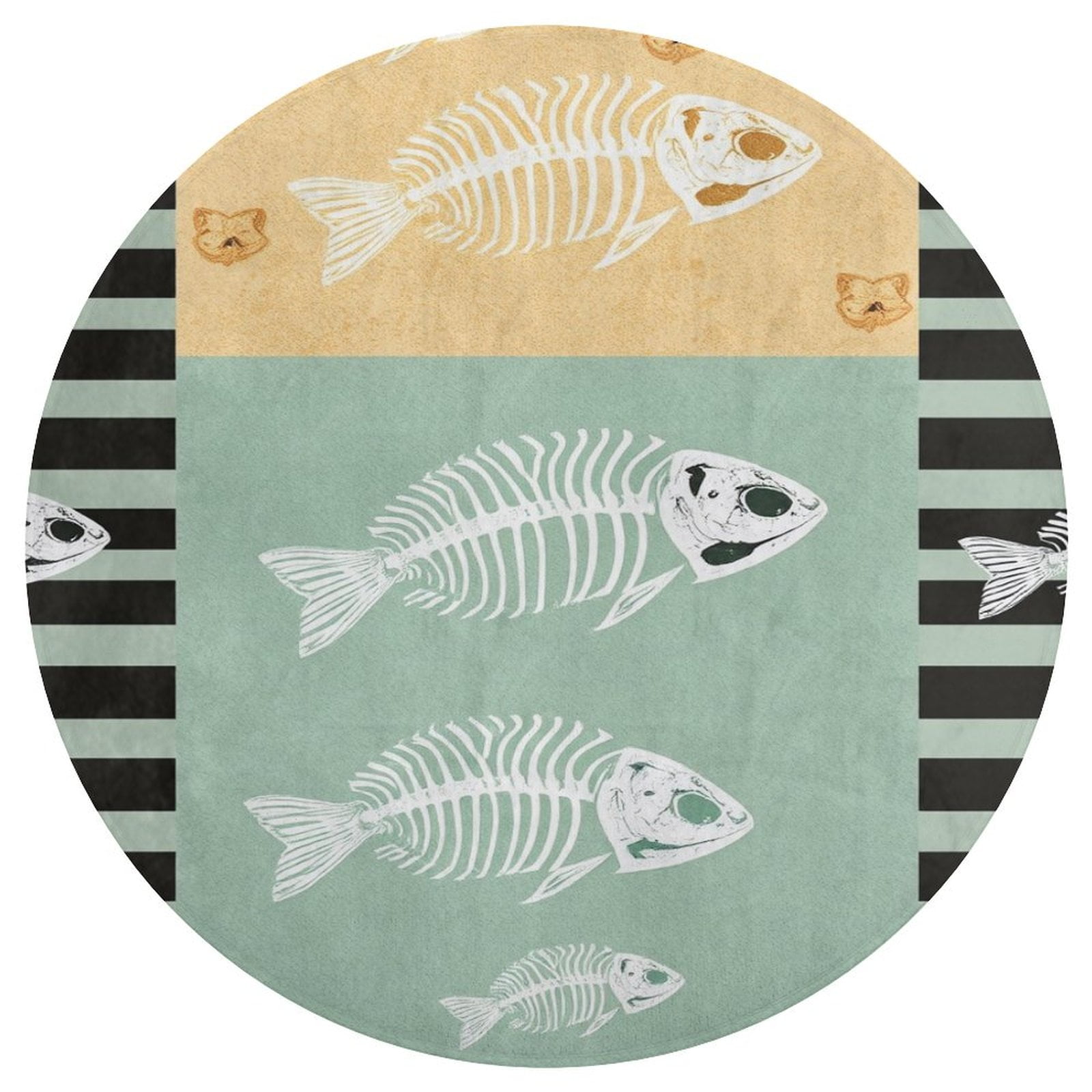 Fish Bones Skeleton Fossils Circular Carpet Floor Mat Living Room Sofa ...