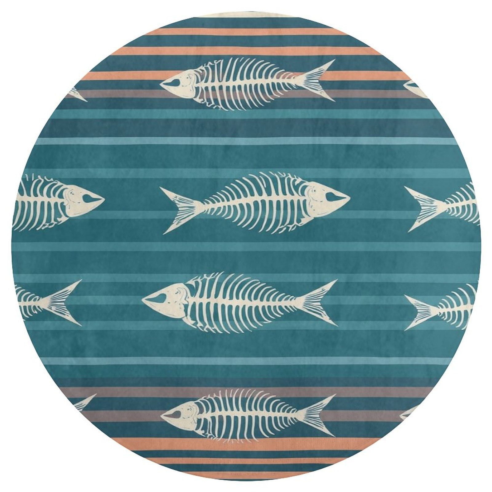 Fish Bones Skeleton Fossils Round Area Rug Floor Carpets Washable ...