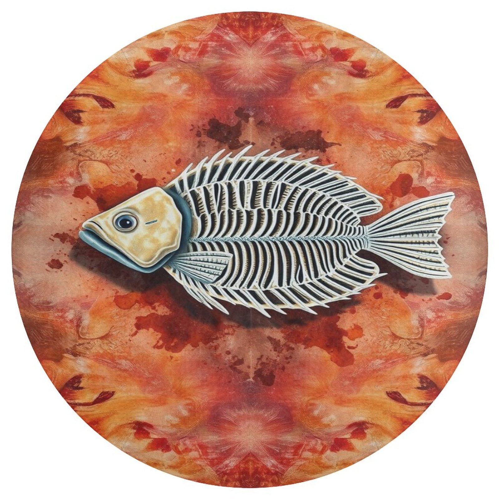 Fish Bones Skeleton Fossils Round Area Rug Floor Carpets Washable ...