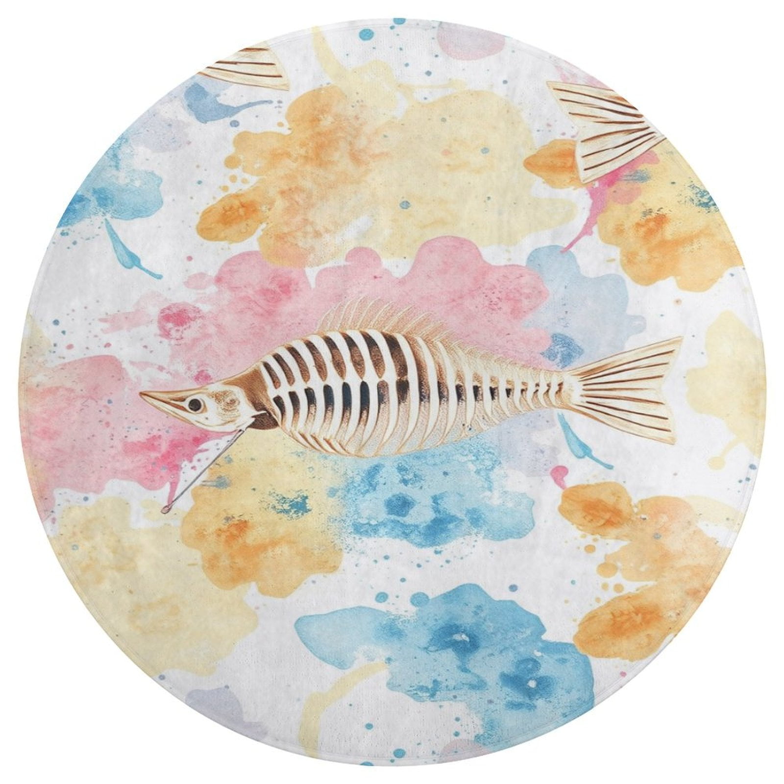 Fish Bones Skeleton Fossils Round Area Rug Floor Carpets Washable ...