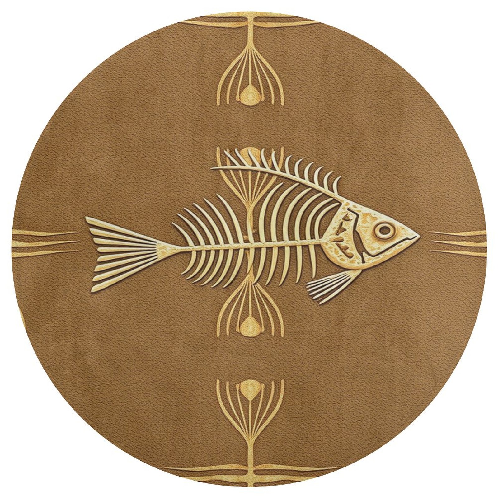 Fish Bones Skeleton Fossils Round Area Rug Floor Carpets Washable ...