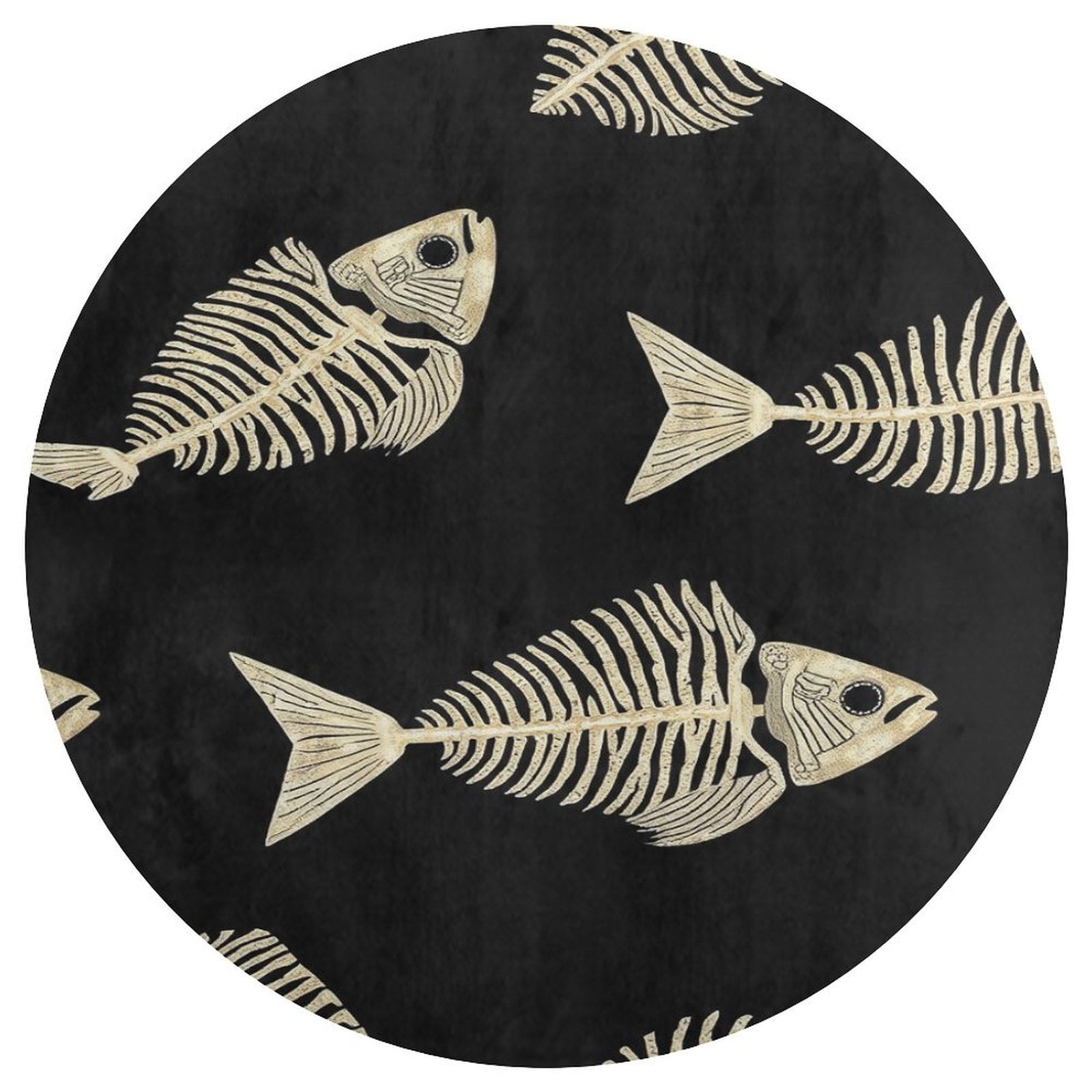 Fish Bones Skeleton Fossils Round Area Rug Floor Carpets Washable ...