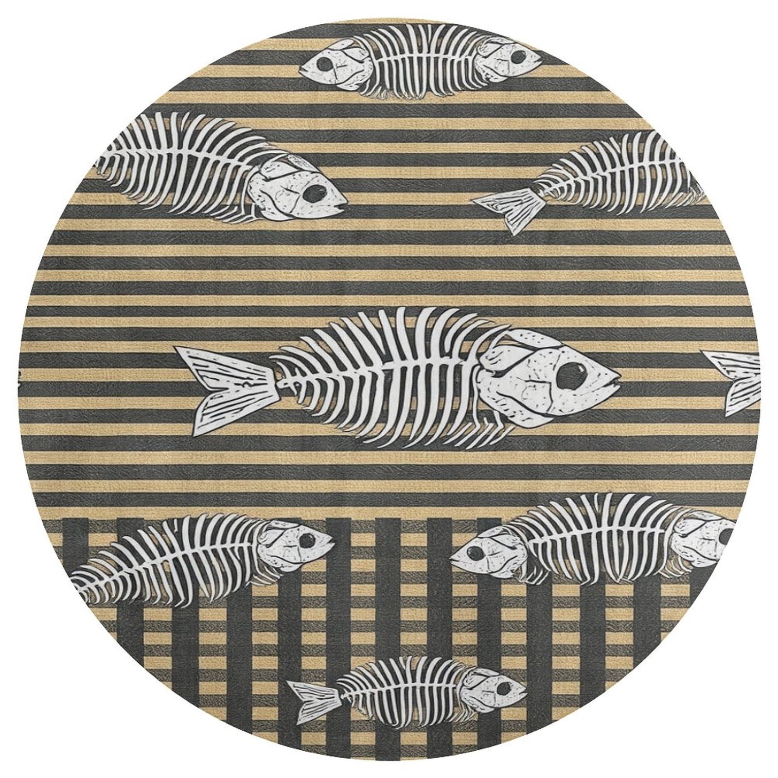 Fish Bones Skeleton Fossils Round Carpet Living Room Carpet Modern And ...