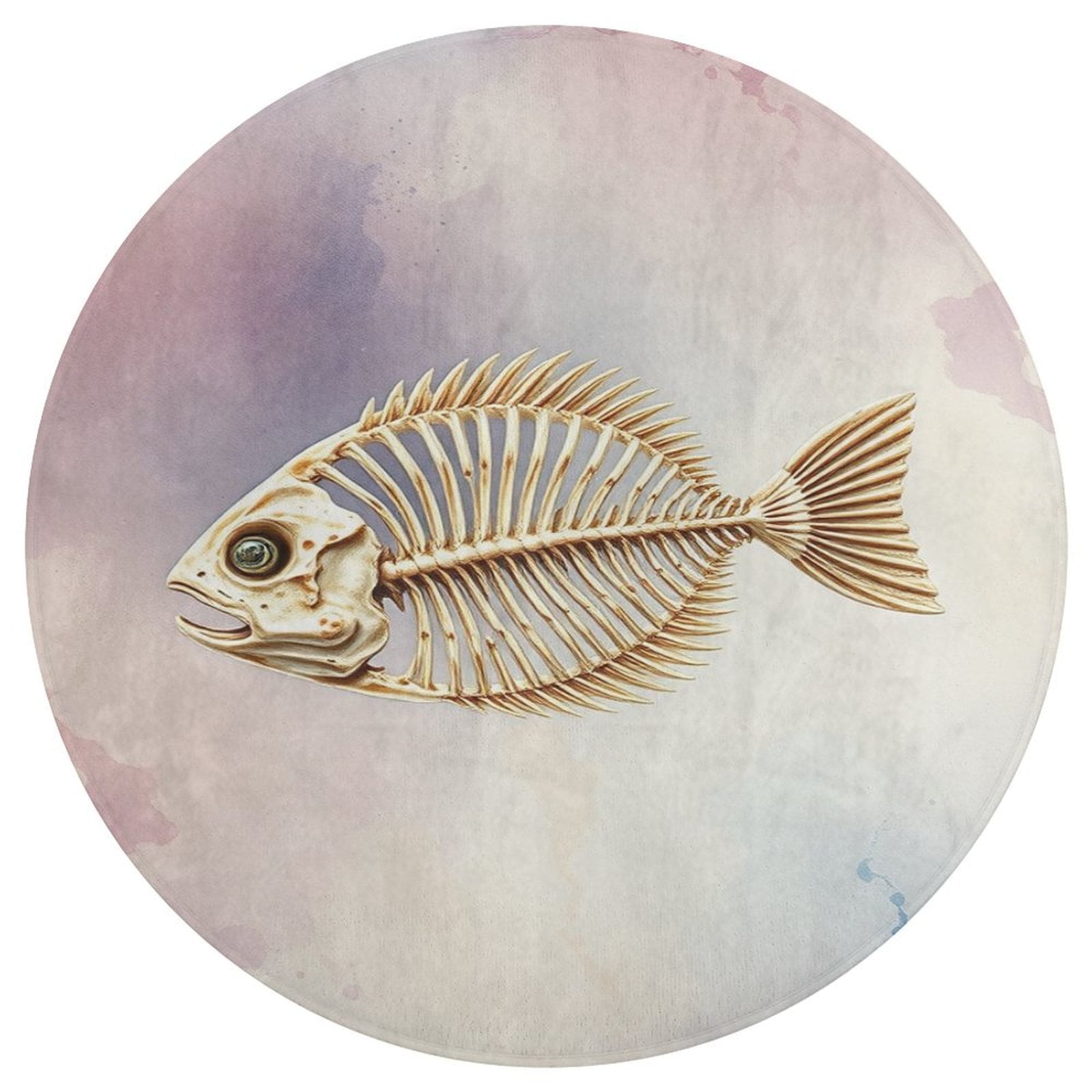 Fish Bones Skeleton Fossils Rugs Trea Rugs Not-Slip Round Rugs Area ...