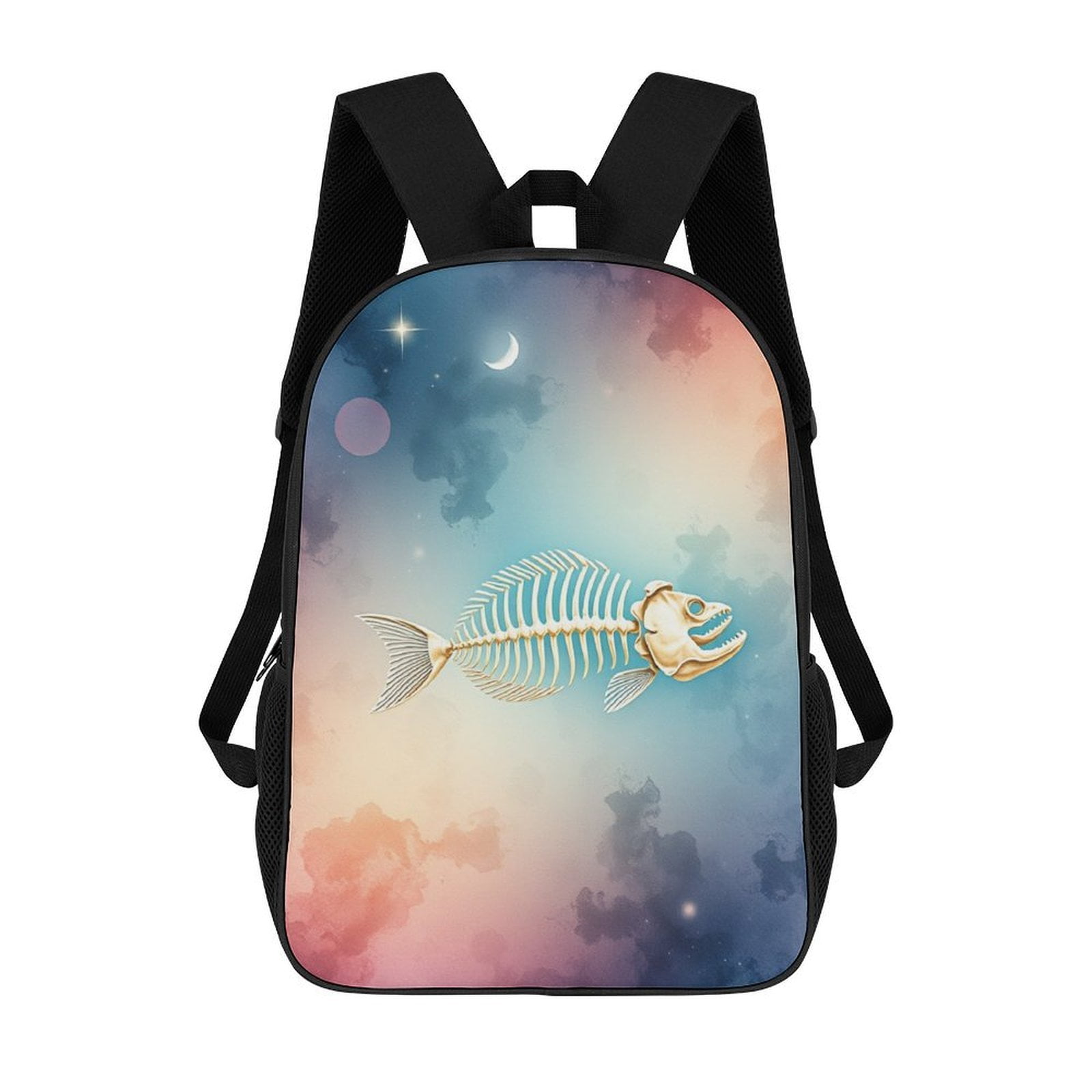 Fish Bones Skeleton FossilsZipper Backpack Book Bag Supplies 17 Inch ...