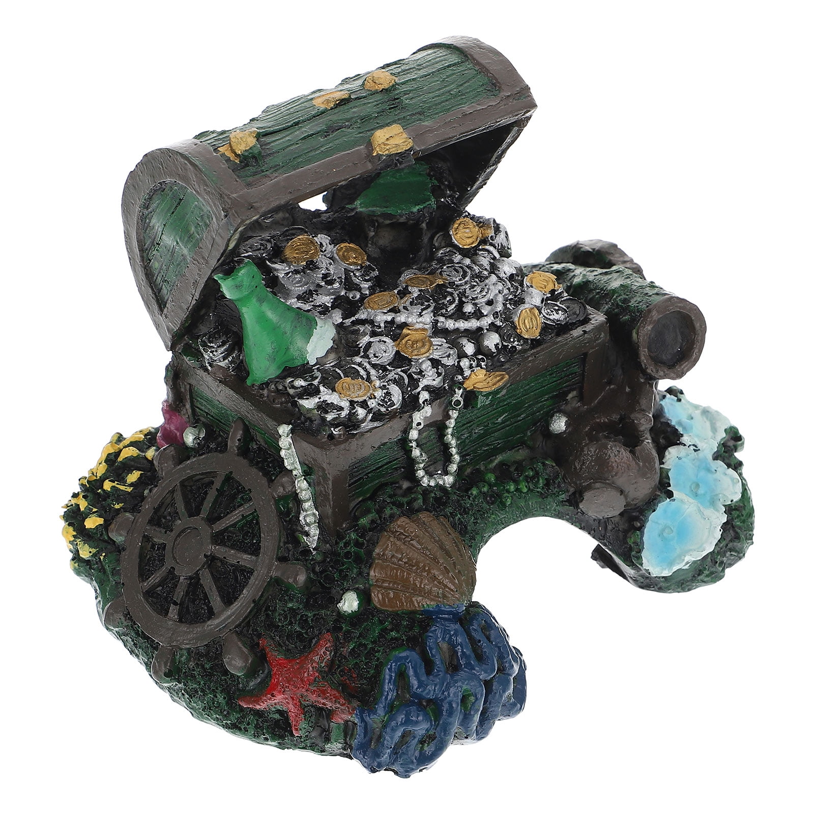 Fish Bowl Decorations Tank Treasure Chest Resin Aquarium Adornment ...