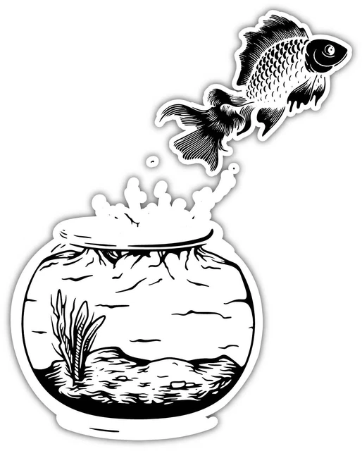 Fish In The Bowl Fishing Decal Sticker For , Boat, Wall, Carphone Decal ...