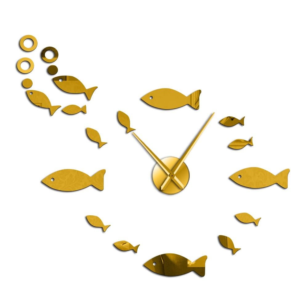 Fish With Bubble Frameless Wall Clock Stickers, DIY Modern Decorative ...