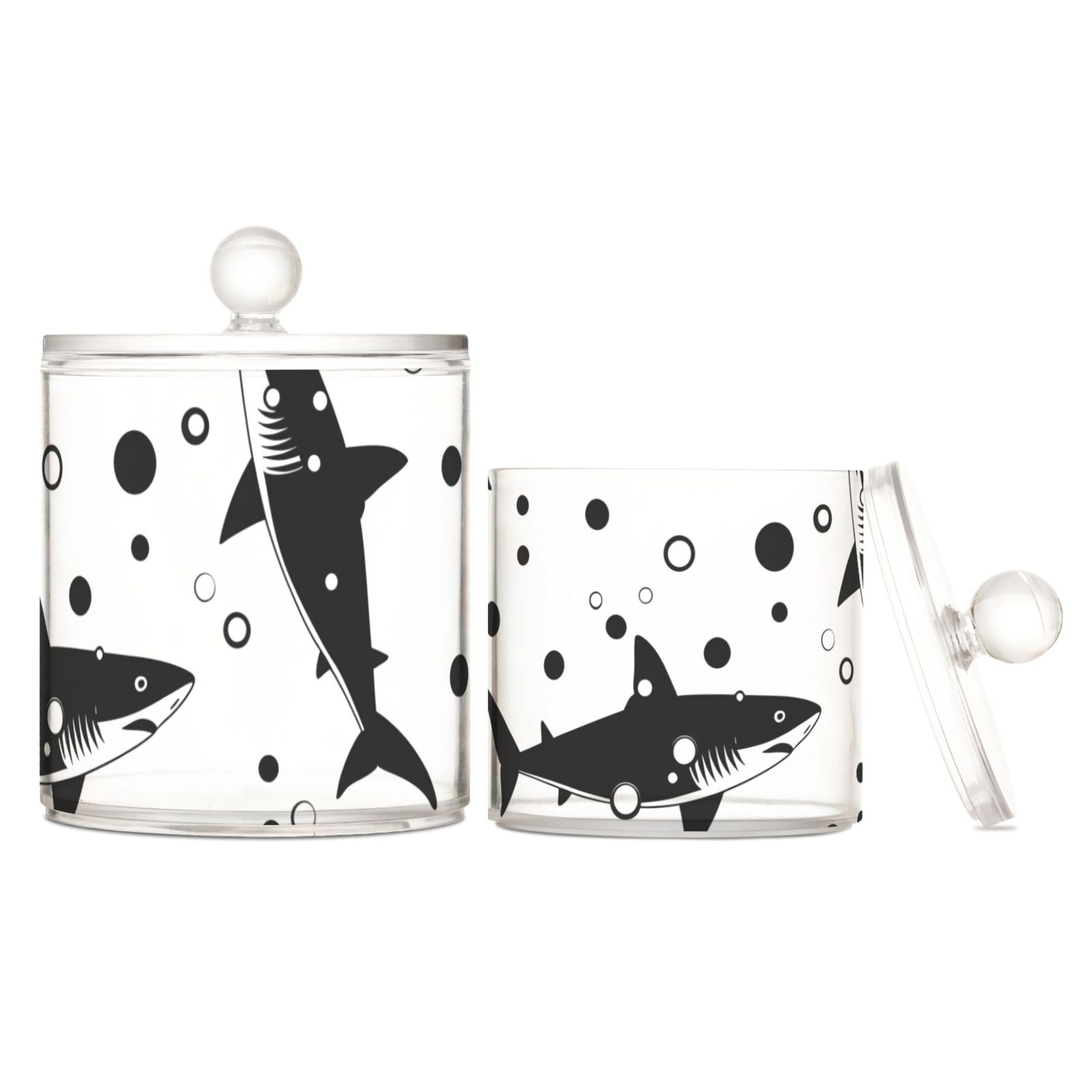 Fish Bubbles Monochrom Translucent Plastic Cans Storage Canisters with ...