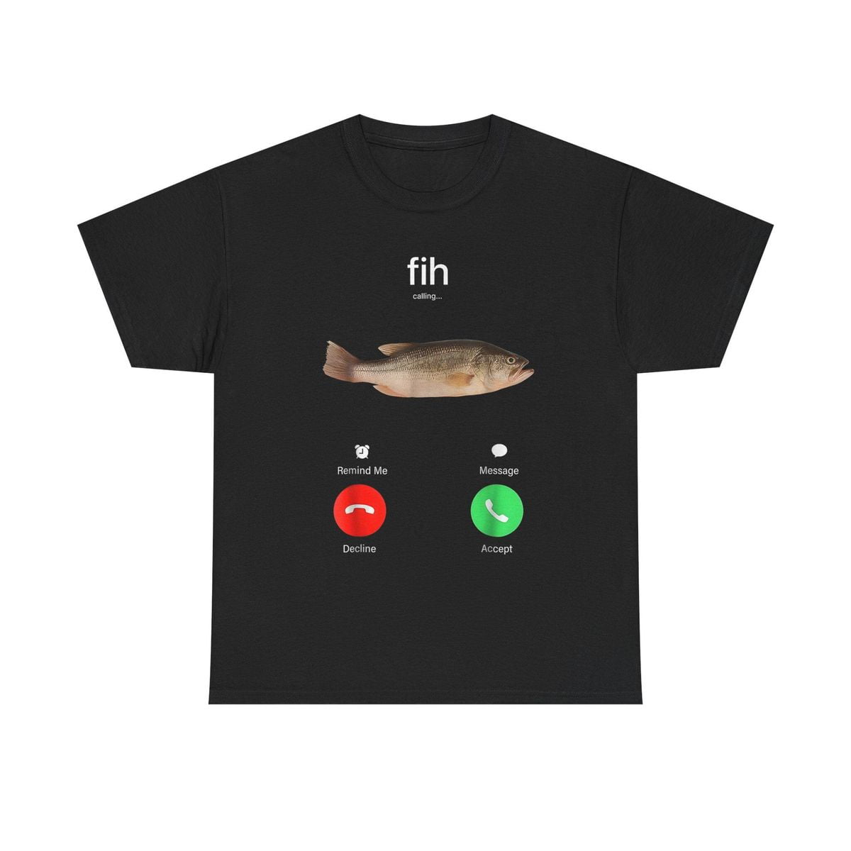 Fish Calling Graphic Tee Featuring Call Screen Style Design with ...