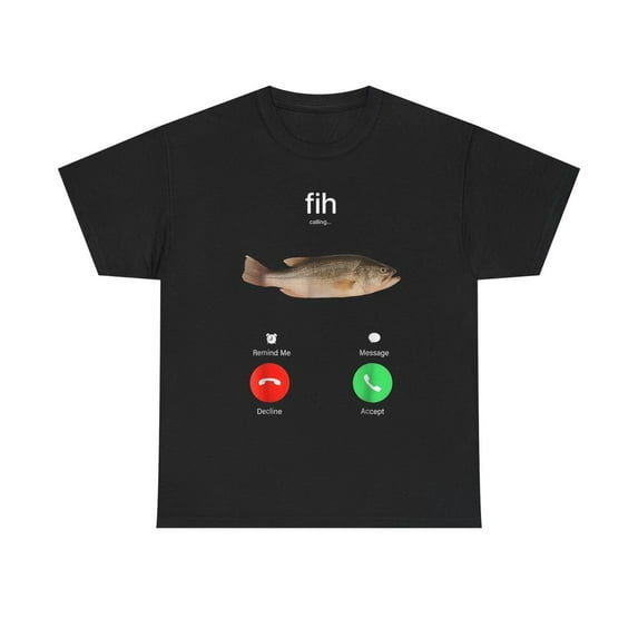 Fish Calling Graphic Tee Featuring Call Screen Style Design with ...