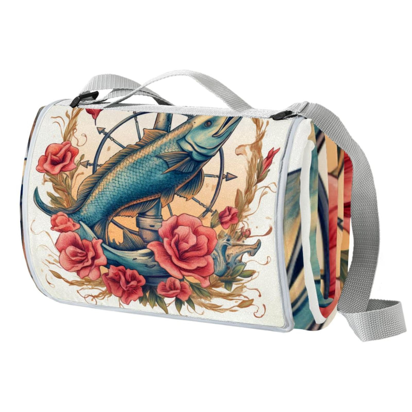Fish Canvas Beach Blanket - Large Picnic Mat for Outdoor Activities ...