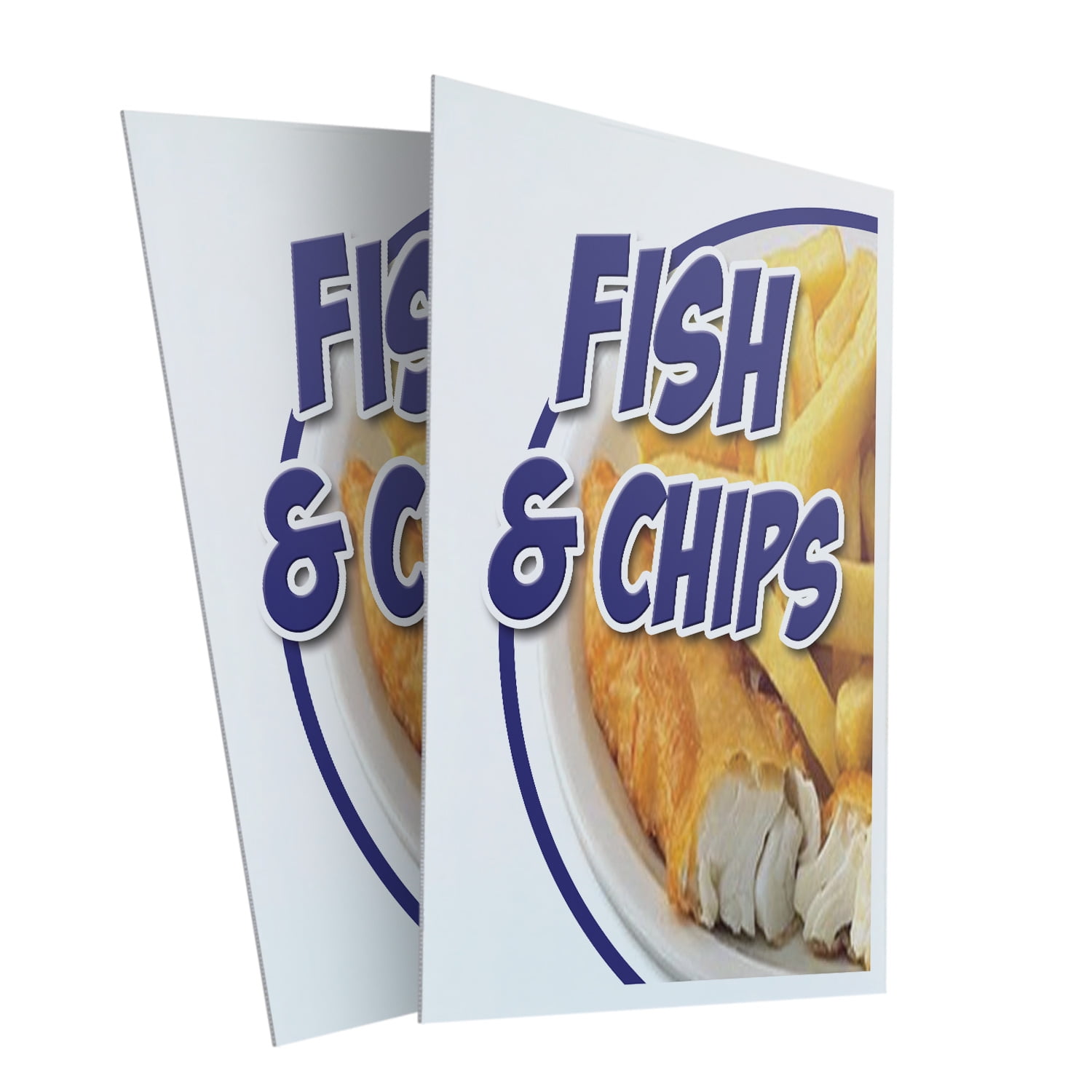Fish & Chips (2-PACK) 24" x 36" Plastic Signs | Sign Insert 4mm ...