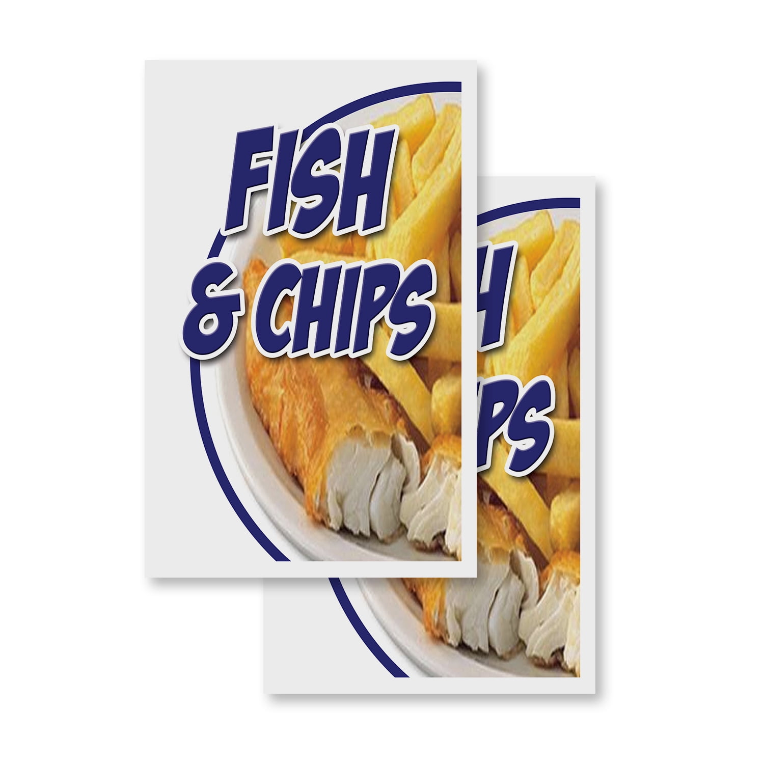 Fish & Chips (2-PACK) 24" x 36" Vinyl Decals | Sign Insert Peel & Stick ...