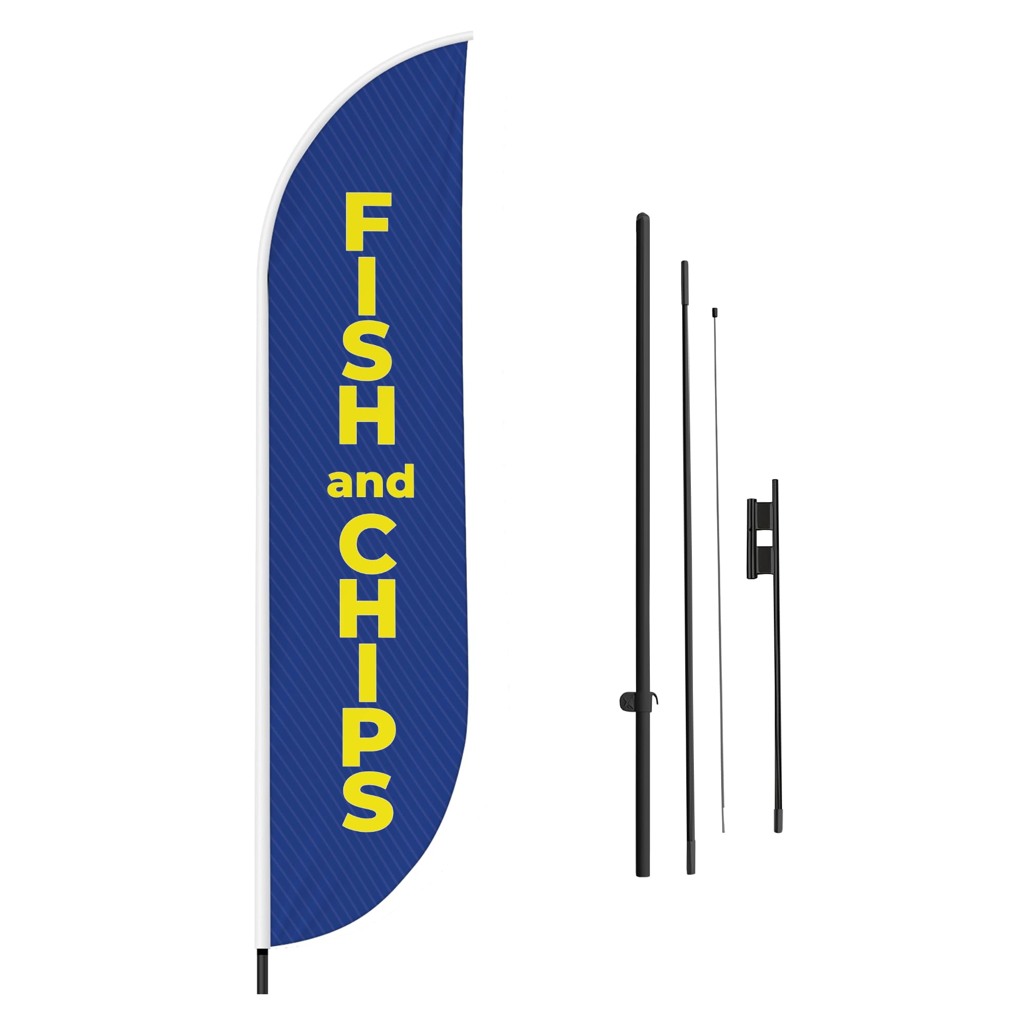 Fish Chips Feather Flag(11.5feetX2.5feet) by DreamController | Outdoor ...