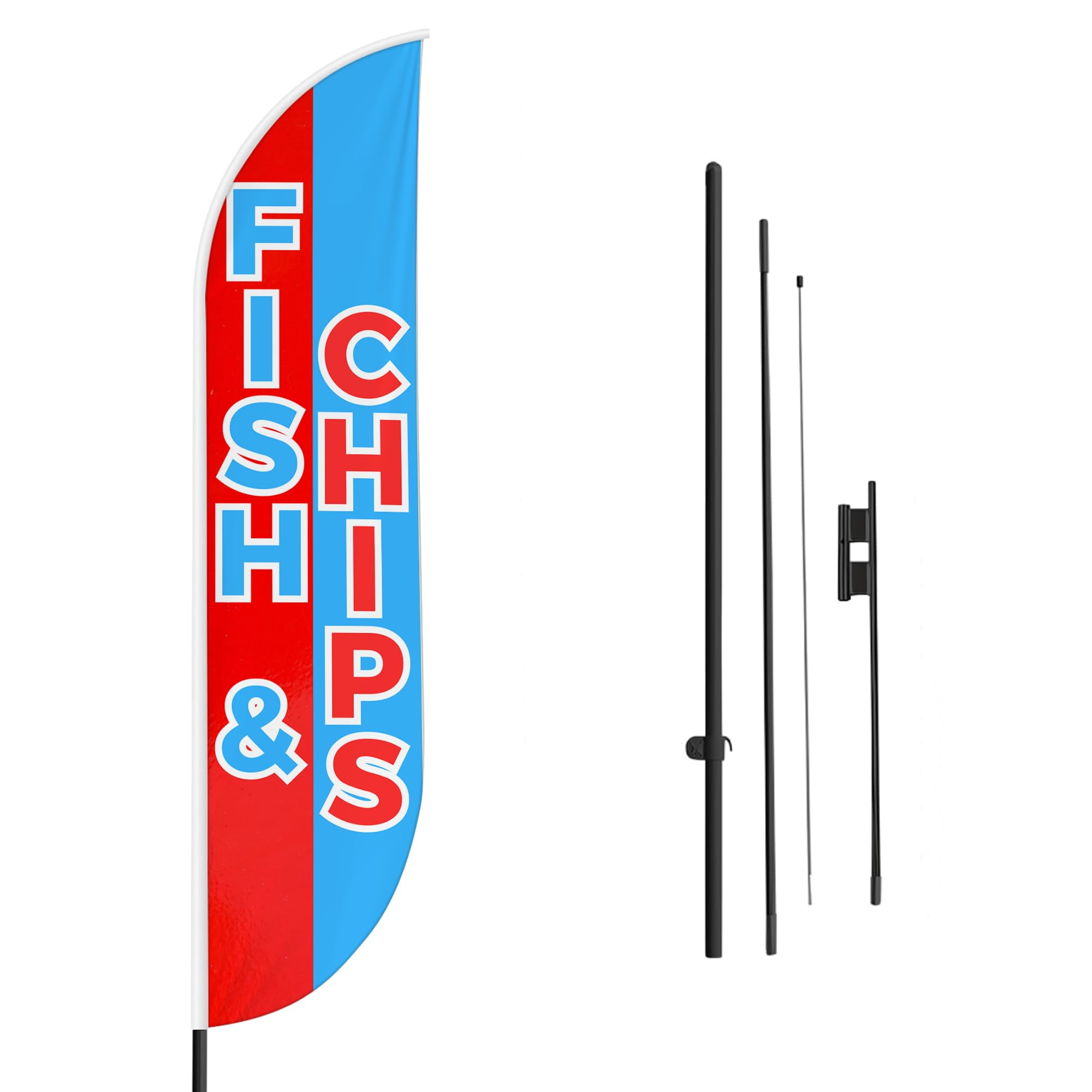 Fish and Chips Sign feather flag Pole Mount for Outdoor by Mavis Print ...