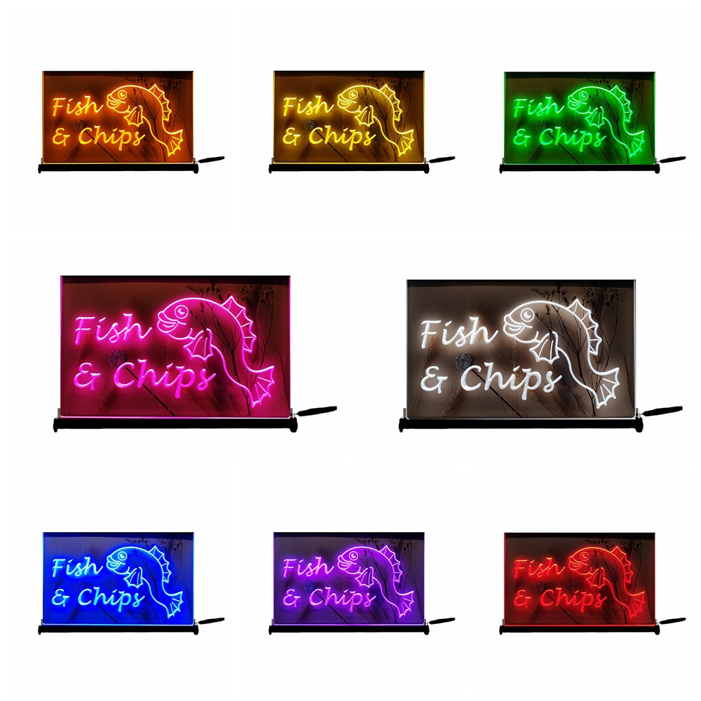 Fish & Chips Vintage LED Neon Sign-Posters,3DCarving,Wall,Home,Room ...