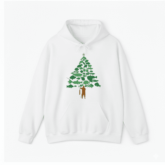 Fish Christmas Tree Merry Fishmas Funny Christmas Fisherman T-Shirt, up ...