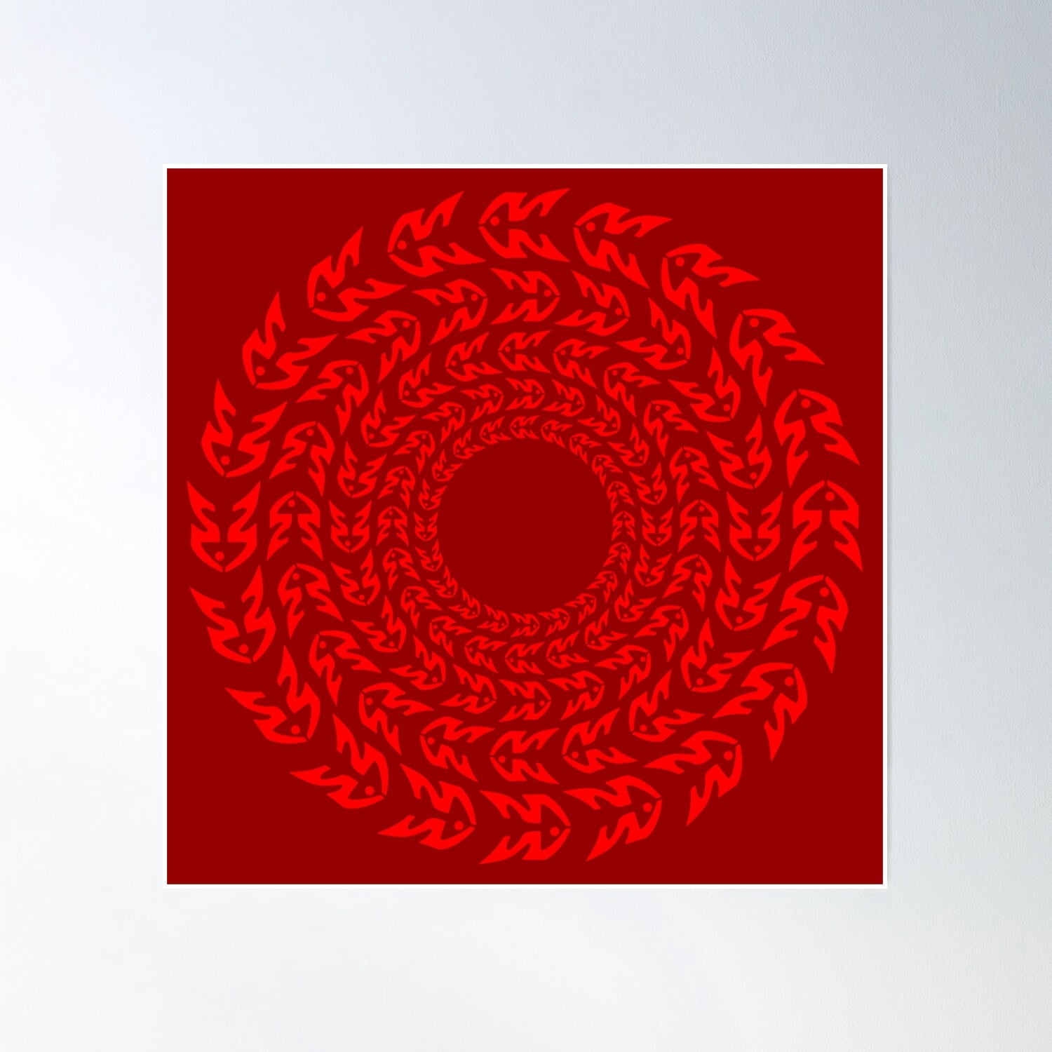 Fish. Circle Shoal. Pattern. Reds. Poster Wall Art, Modern Wall Decor ...