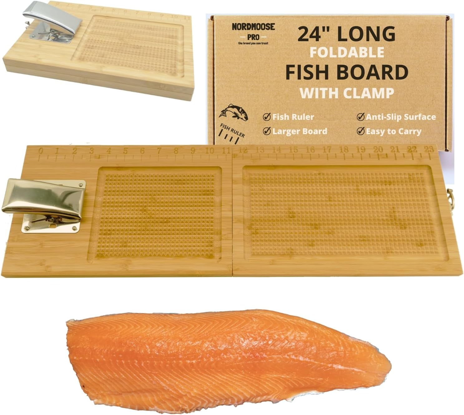 Fish Cleaning Board with Clamp, Foldable & Extra Large 24 Inches Fish ...