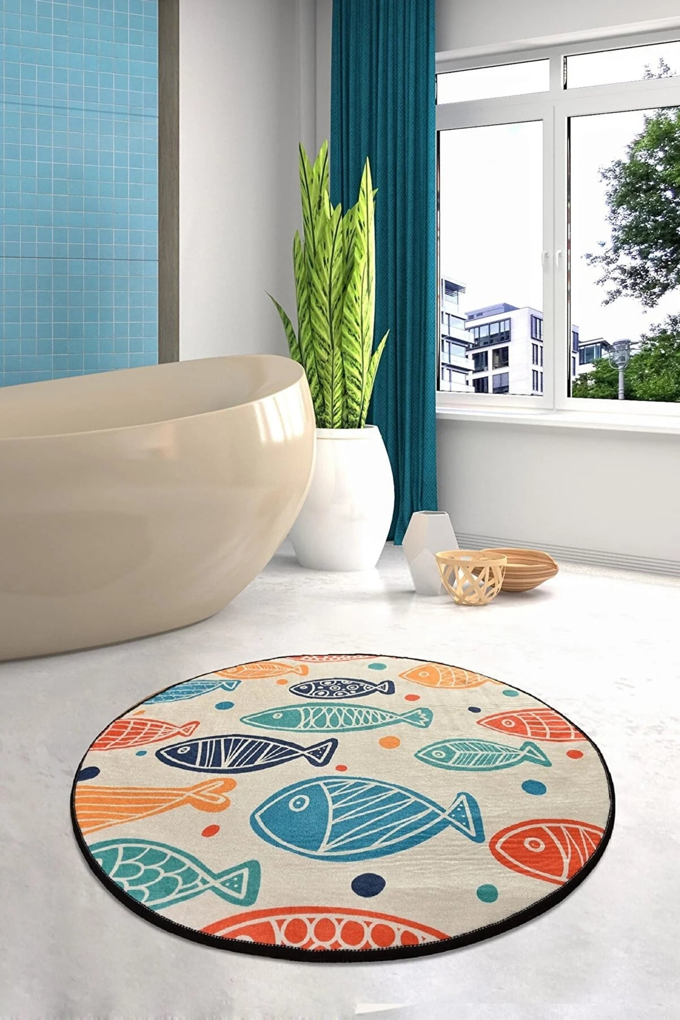 Fish Colorful Decoratif Round Bath Rug Area Rug Round Rug - Walmart.com