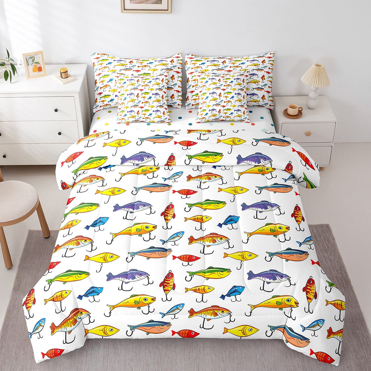 Fish Comforter 7 Pieces Bed In A Bag Ocean Fish Bedding Set Twin Size ...